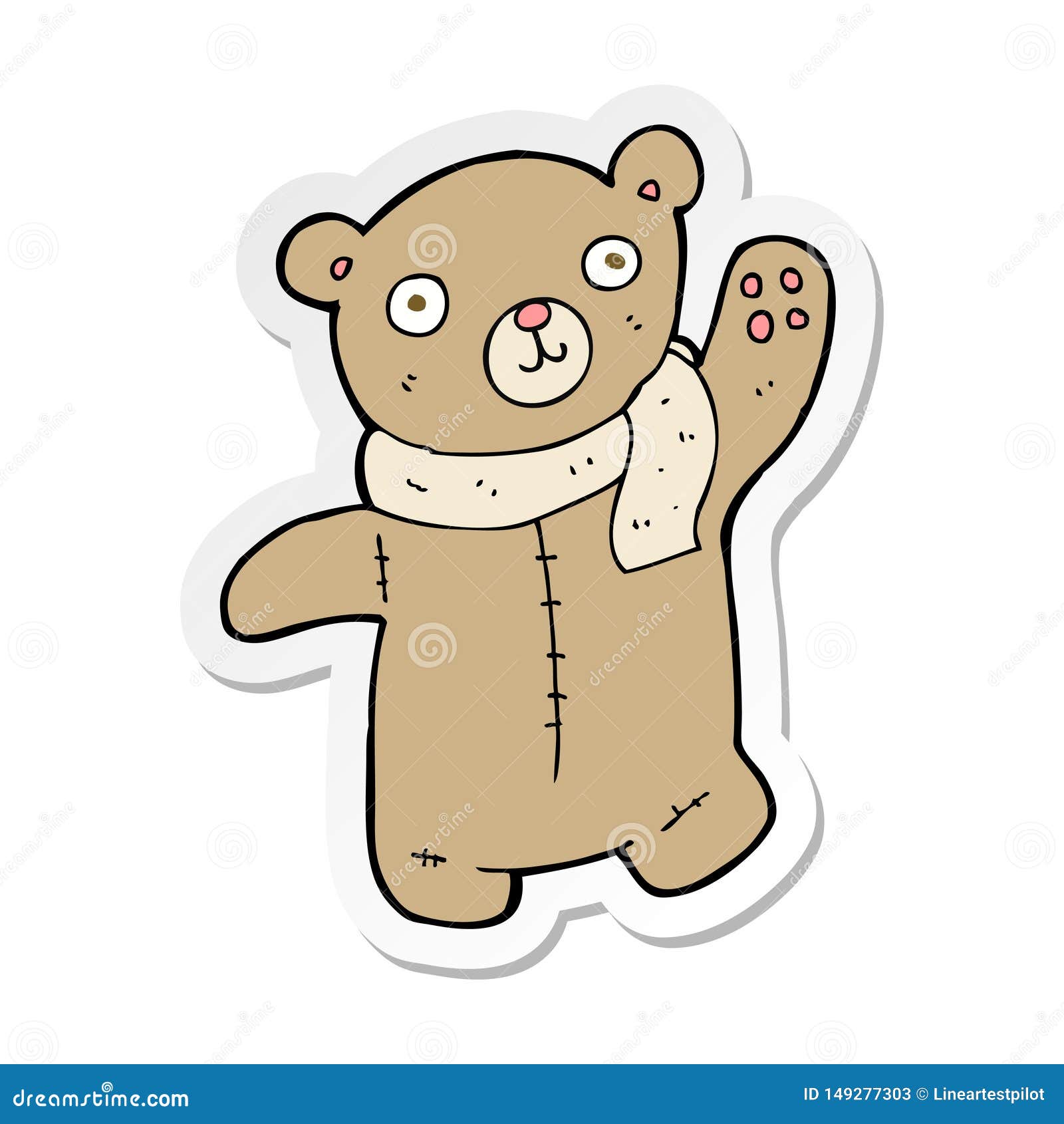 Sticker of a Cute Cartoon Teddy Bear Stock Vector - Illustration of ...
