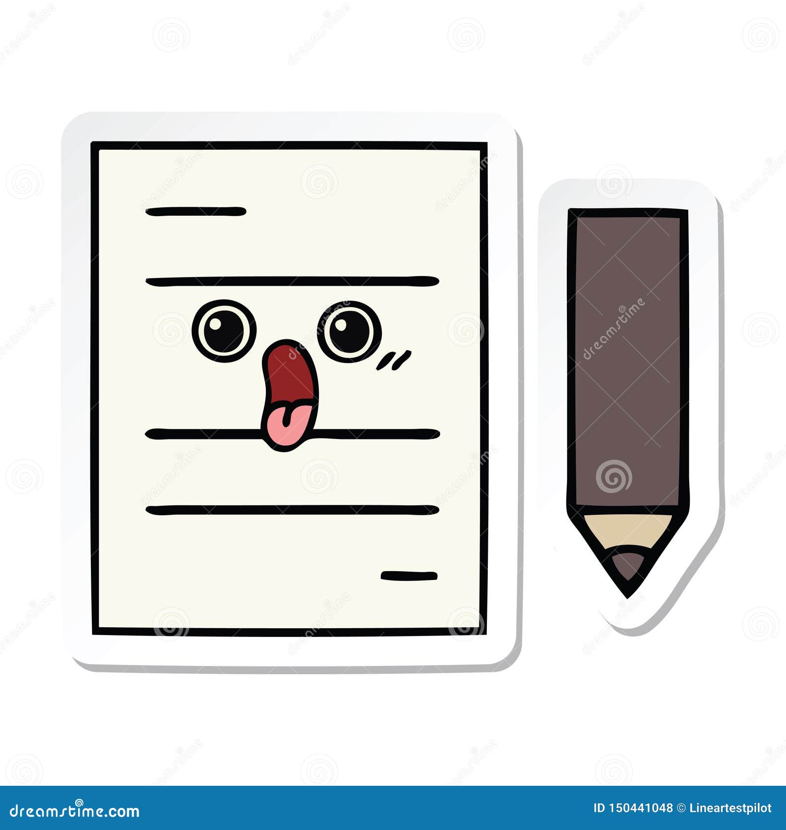 Sticker of a Cute Cartoon Test Paper Stock Vector - Illustration of ...