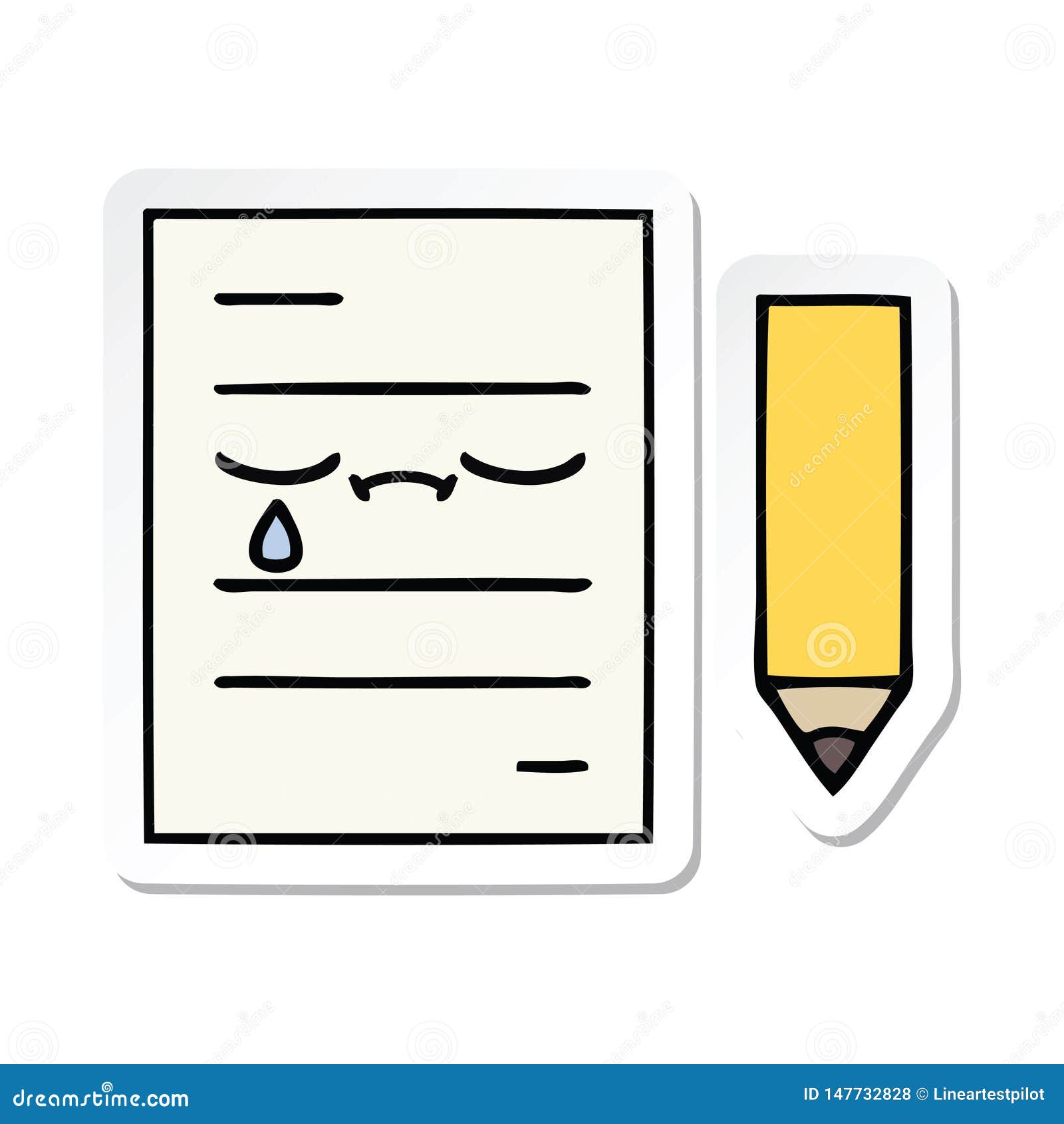 Sticker of a Cute Cartoon Test Paper Stock Vector - Illustration of ...
