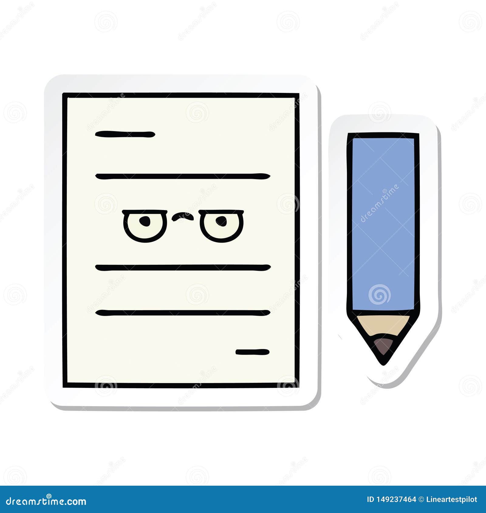 Sticker of a Cute Cartoon Test Paper Stock Vector - Illustration of ...
