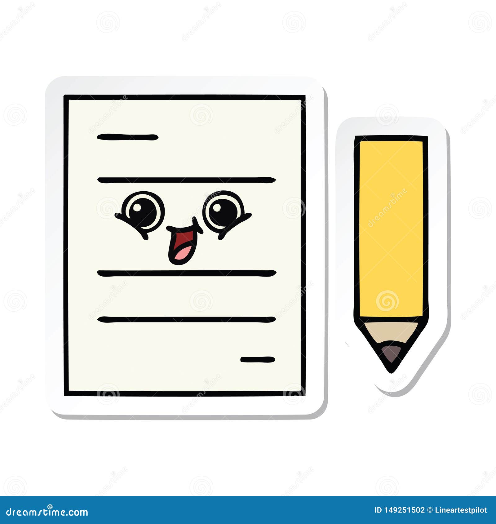 Sticker of a Cute Cartoon Test Paper Stock Vector - Illustration of ...