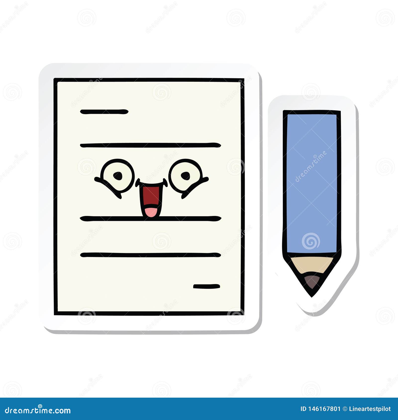 Sticker of a Cute Cartoon Test Paper Stock Vector - Illustration of ...