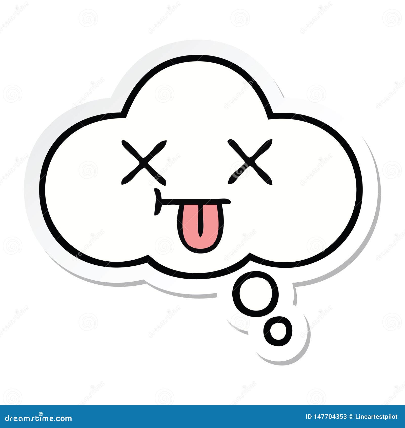 Sticker of a Cute Cartoon Thought Bubble Stock Vector - Illustration of ...