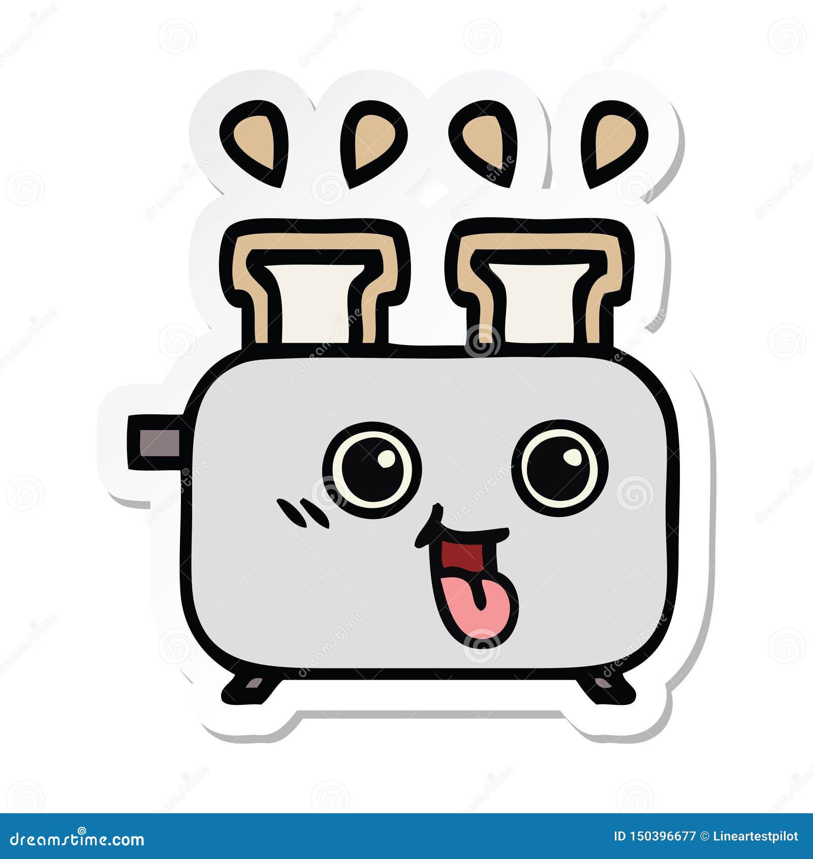 Sticker of a Cute Cartoon of a Toaster Stock Vector - Illustration of ...