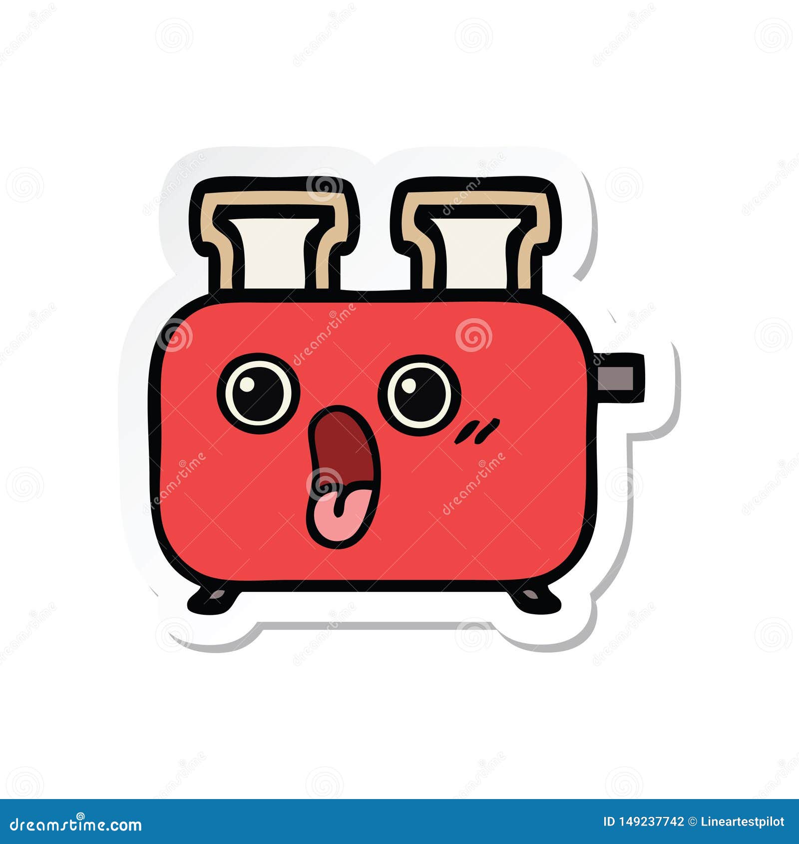 Sticker of a Cute Cartoon of a Toaster Stock Vector - Illustration of ...