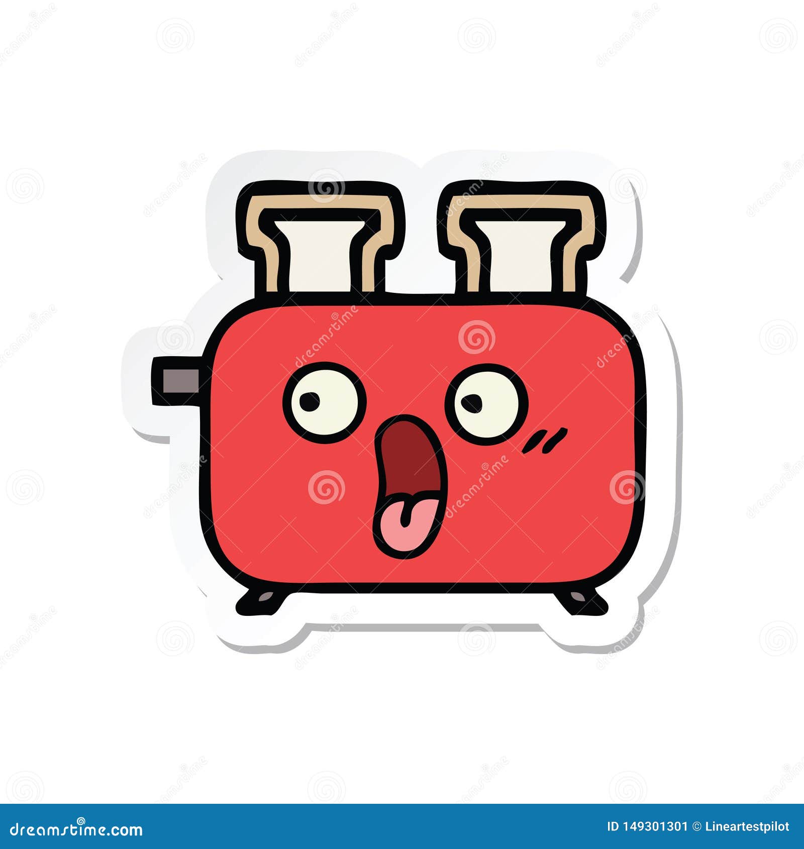 Sticker of a Cute Cartoon of a Toaster Stock Vector - Illustration of ...