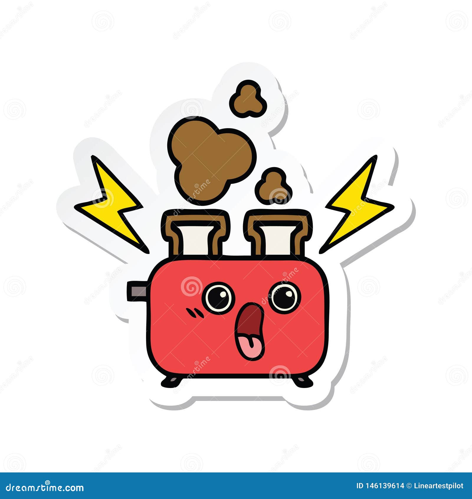 Sticker of a Cute Cartoon of a Toaster Stock Vector - Illustration of ...
