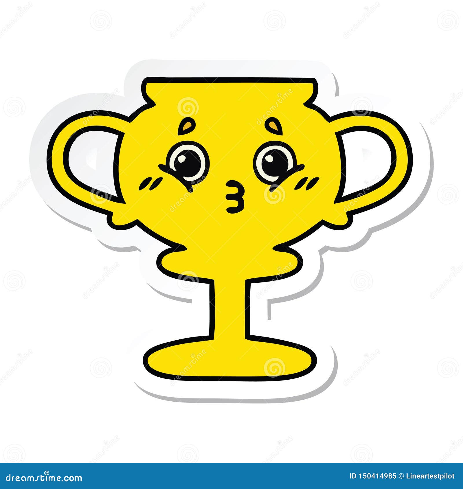Sticker of a Cute Cartoon Trophy Stock Vector - Illustration of stick ...