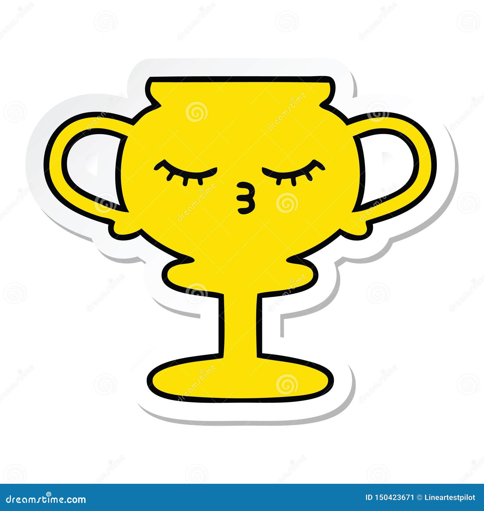 Sticker of a Cute Cartoon Trophy Stock Vector - Illustration of clip ...