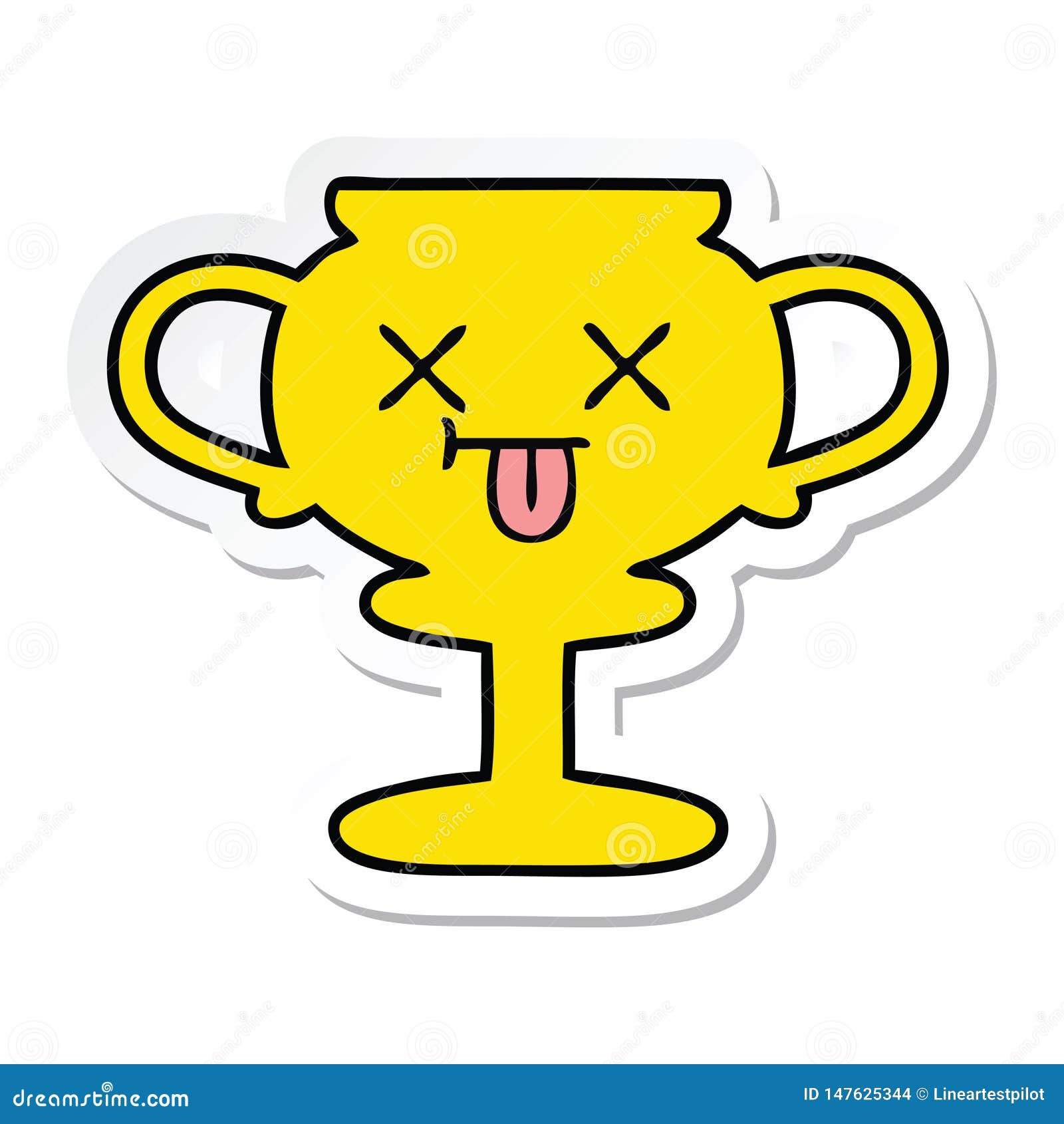 Sticker of a Cute Cartoon Trophy Stock Vector - Illustration of decal ...
