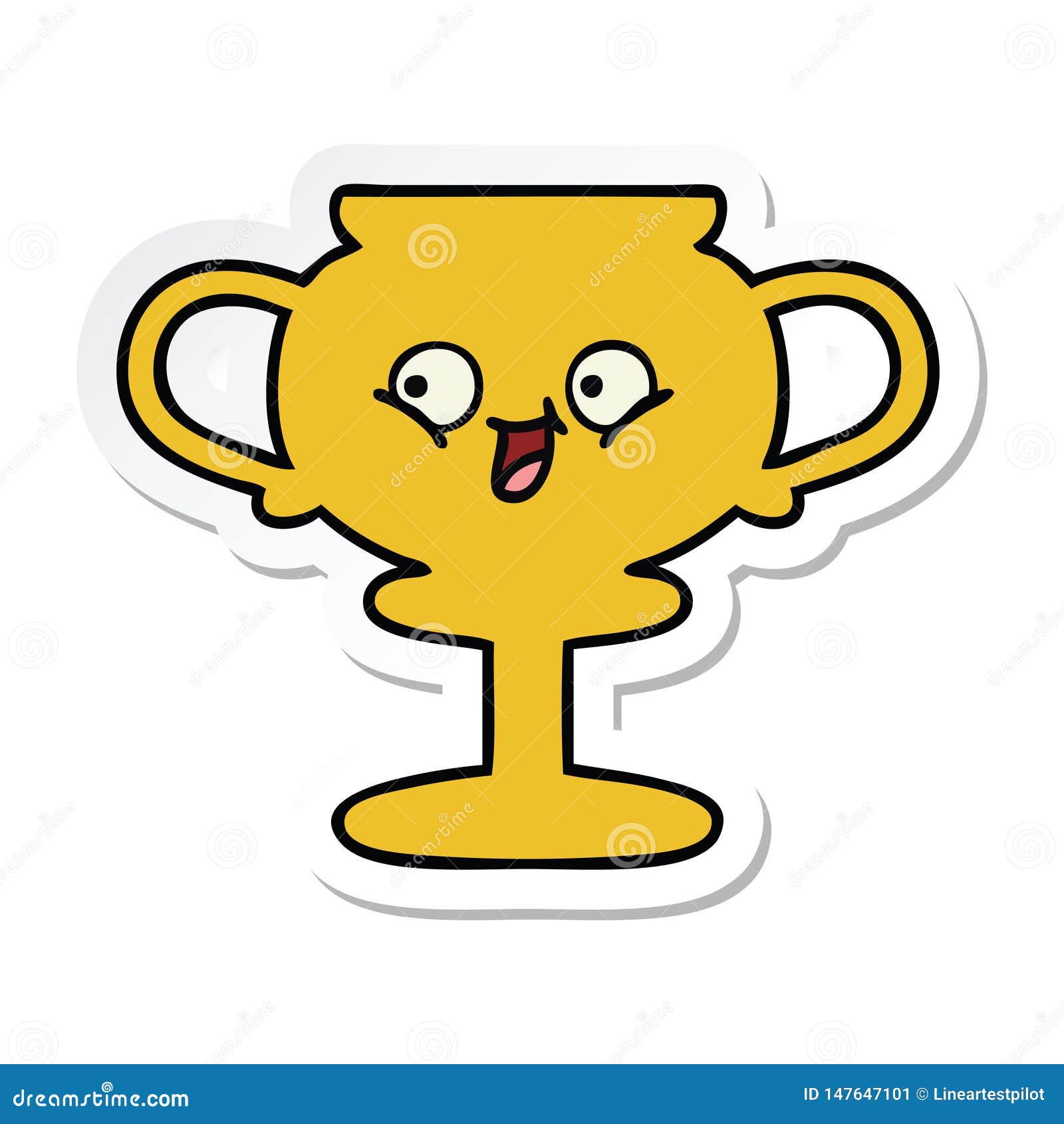 Sticker of a Cute Cartoon Trophy Stock Vector - Illustration of retro ...