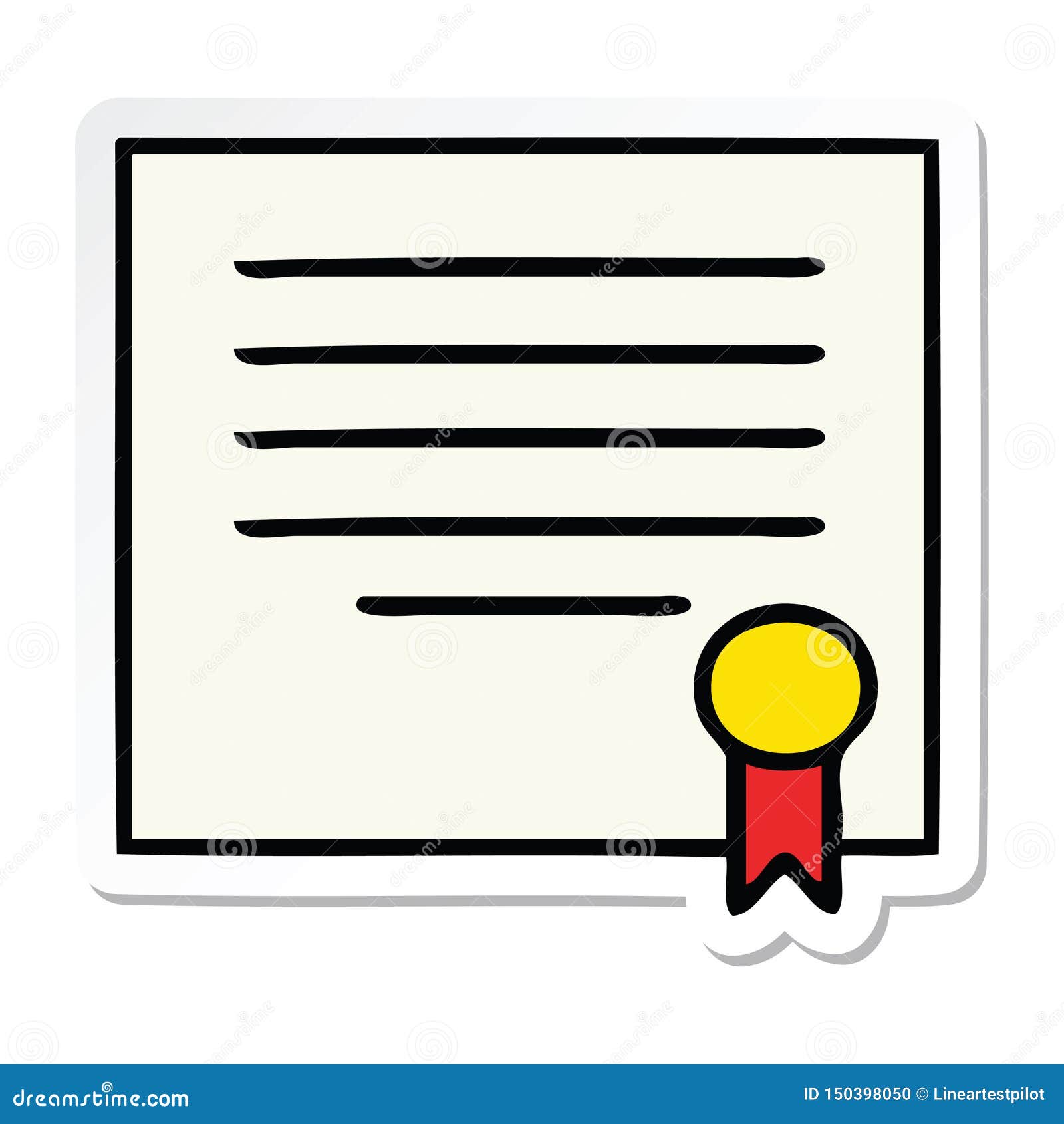 Sticker of a Cute Cartoon Work Diploma Stock Vector - Illustration of ...