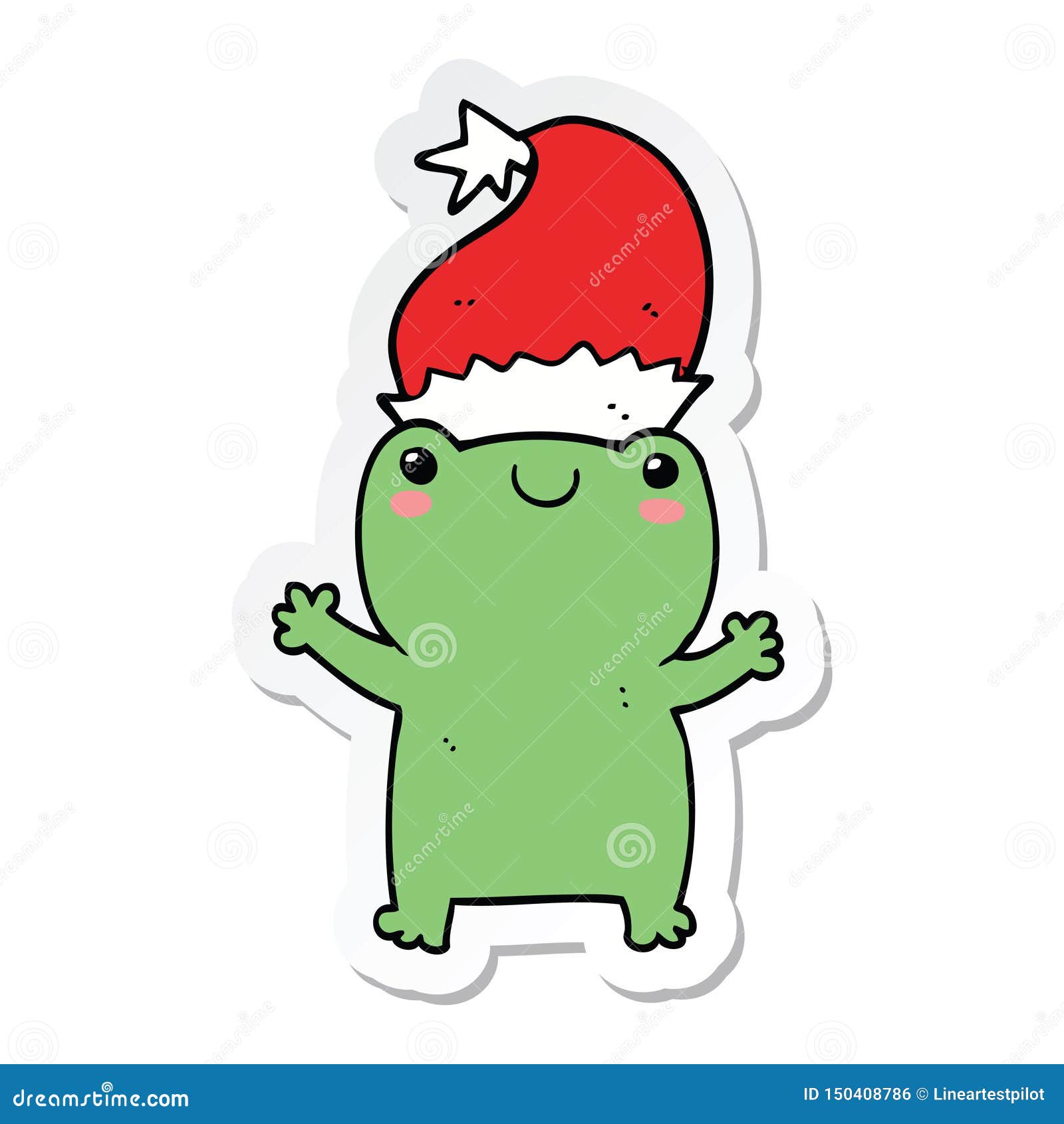 Sticker of a Cute Christmas Frog Stock Vector - Illustration of cartoon ...