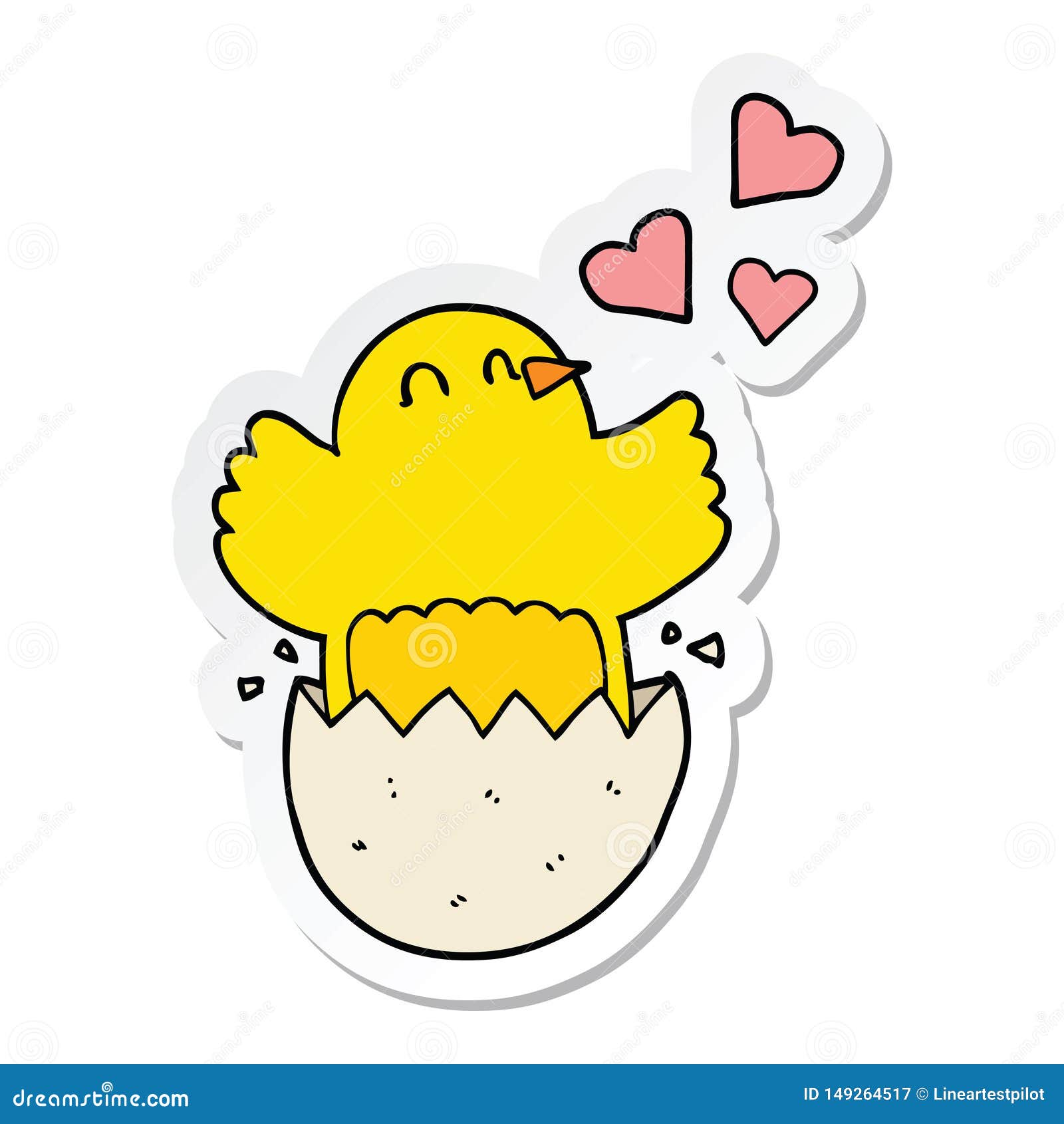 Sticker of a Cute Hatching Chick Cartoon Stock Vector - Illustration of ...