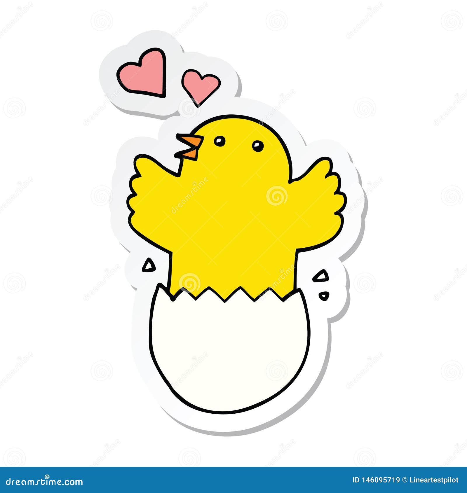 Sticker of a Cute Hatching Chick Cartoon Stock Vector - Illustration of ...