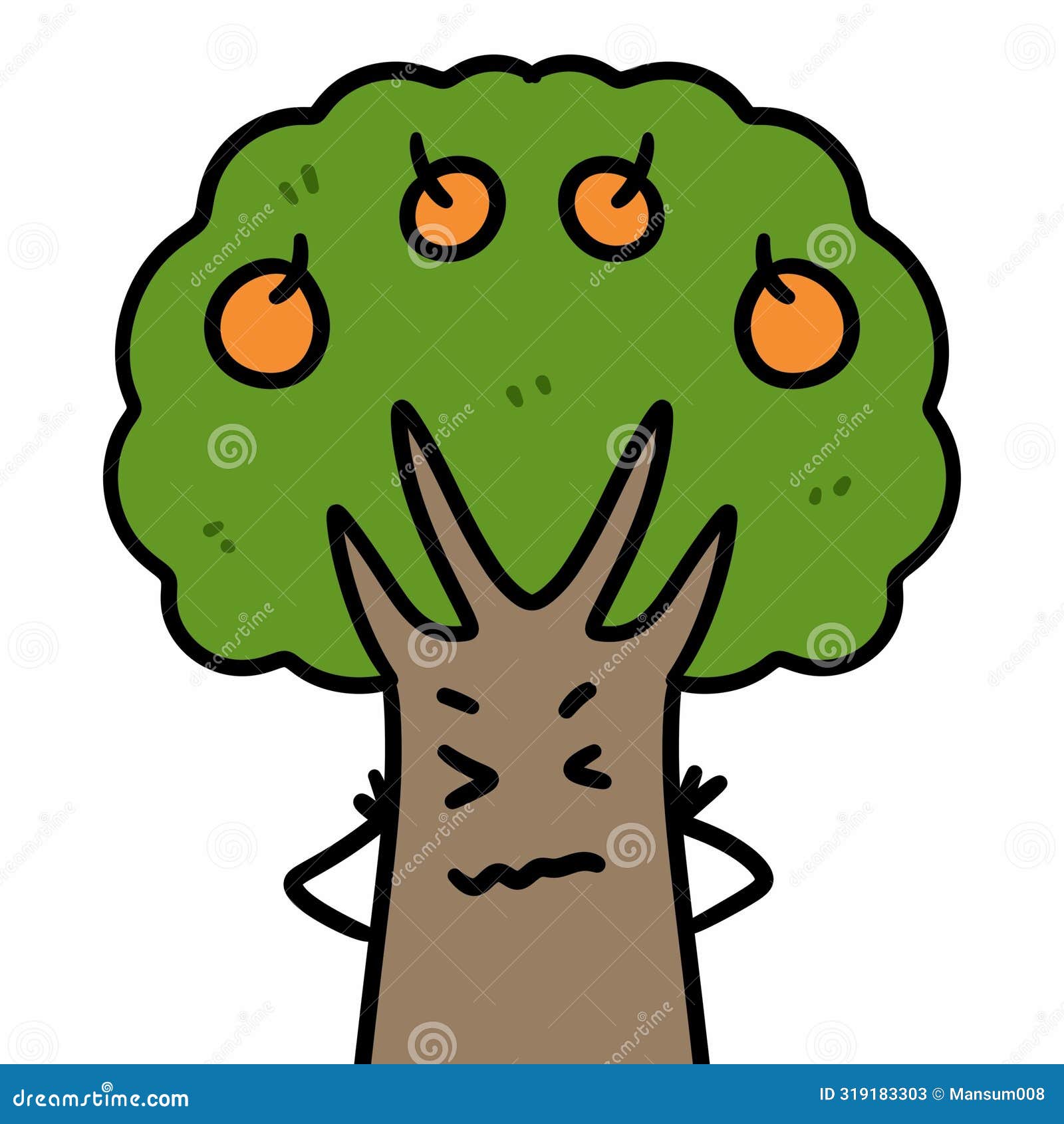 Sticker of a Cute Orange Tree Cartoon Stock Illustration - Illustration ...