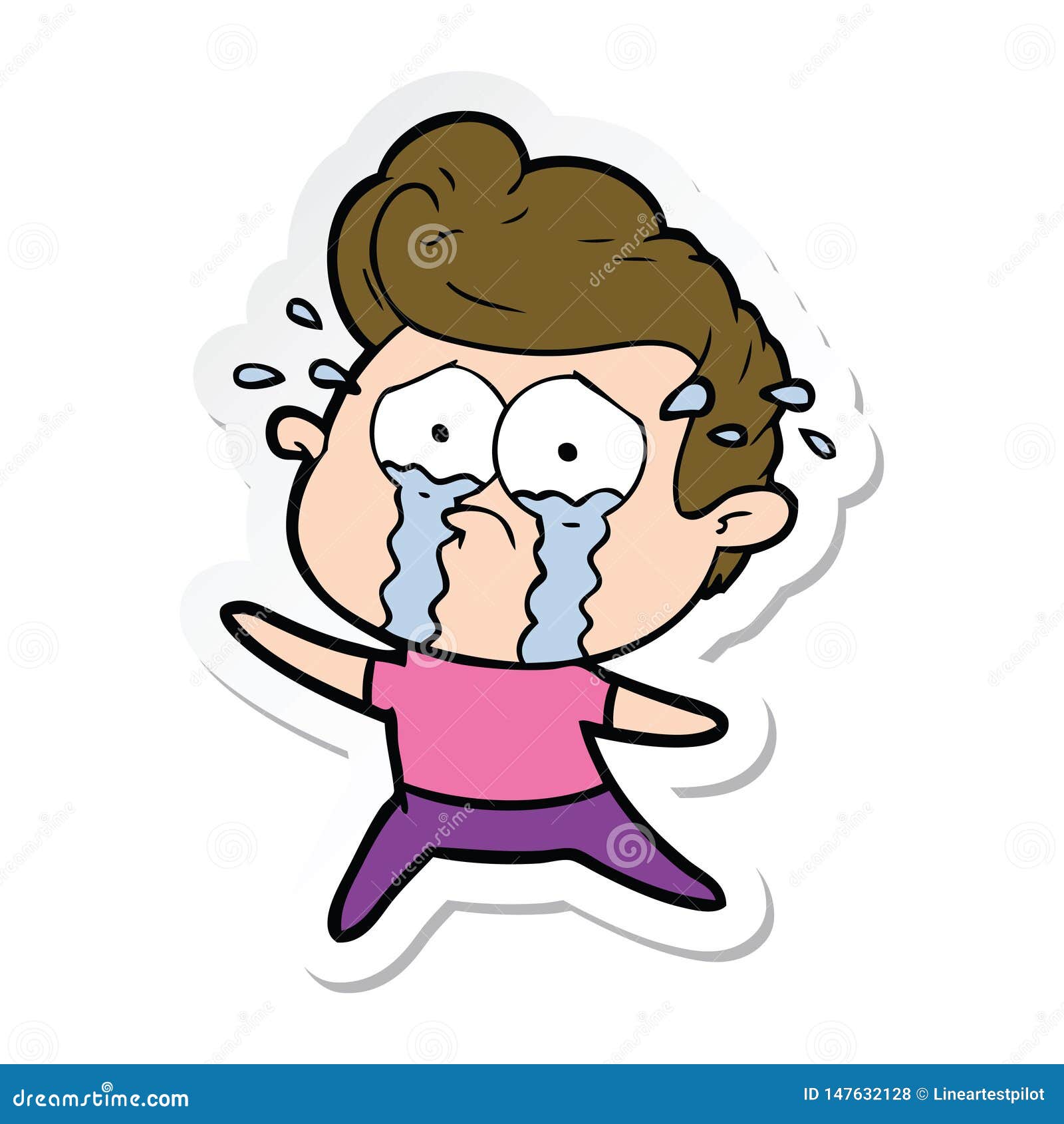 Sticker of a Dancing Crying Man Stock Vector - Illustration of decal ...