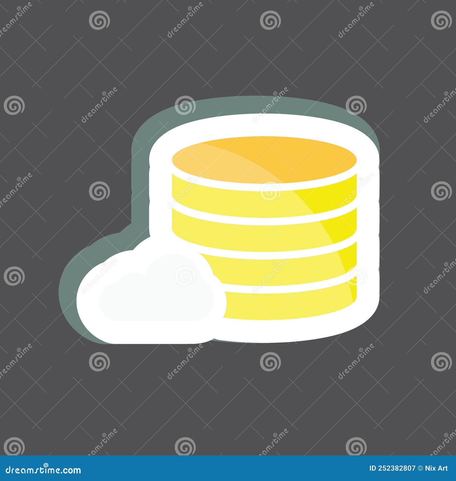 Sticker Database Management. Suitable for it Services Symbol. Simple ...