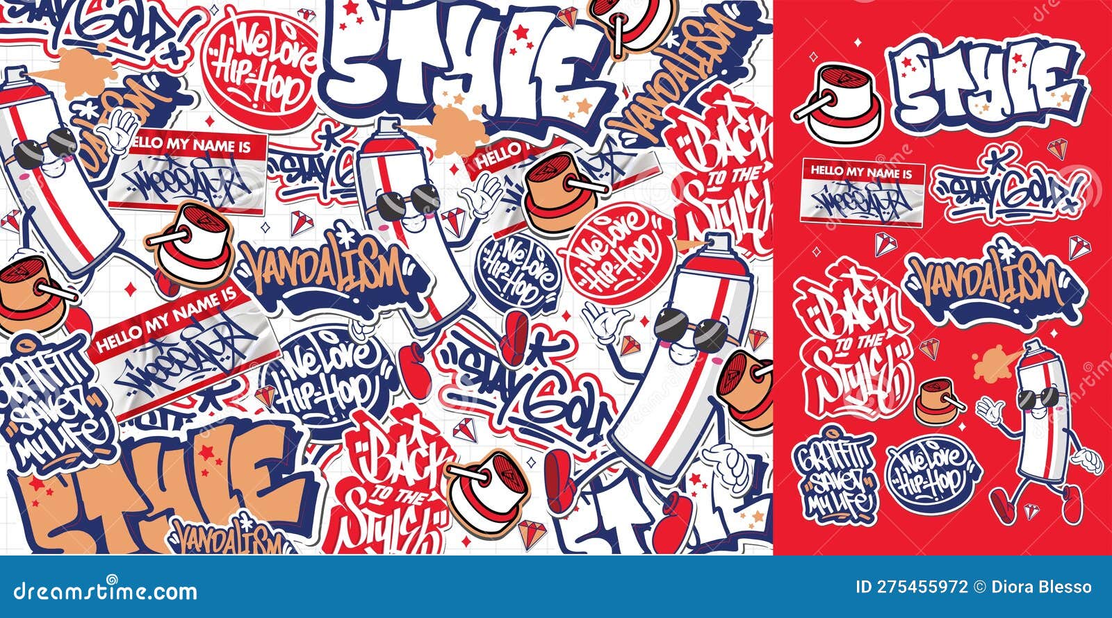 Colorful Graffiti Art Vector Sticker Pack Illustrations | CartoonDealer ...