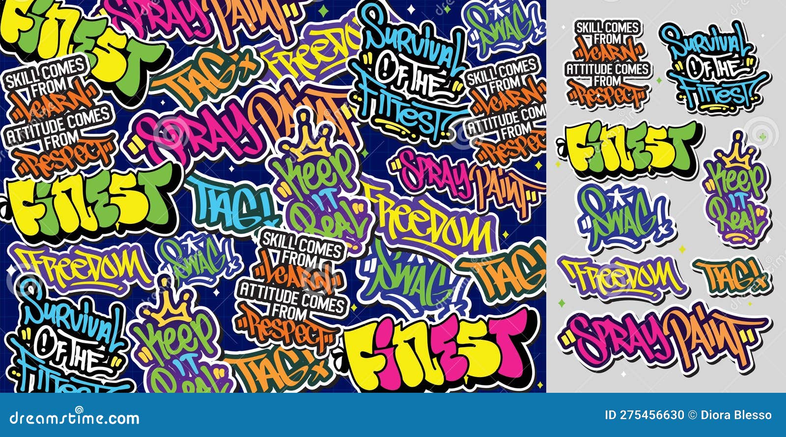 Colorful Graffiti Art Vector Sticker Pack Illustrations Stock Vector ...