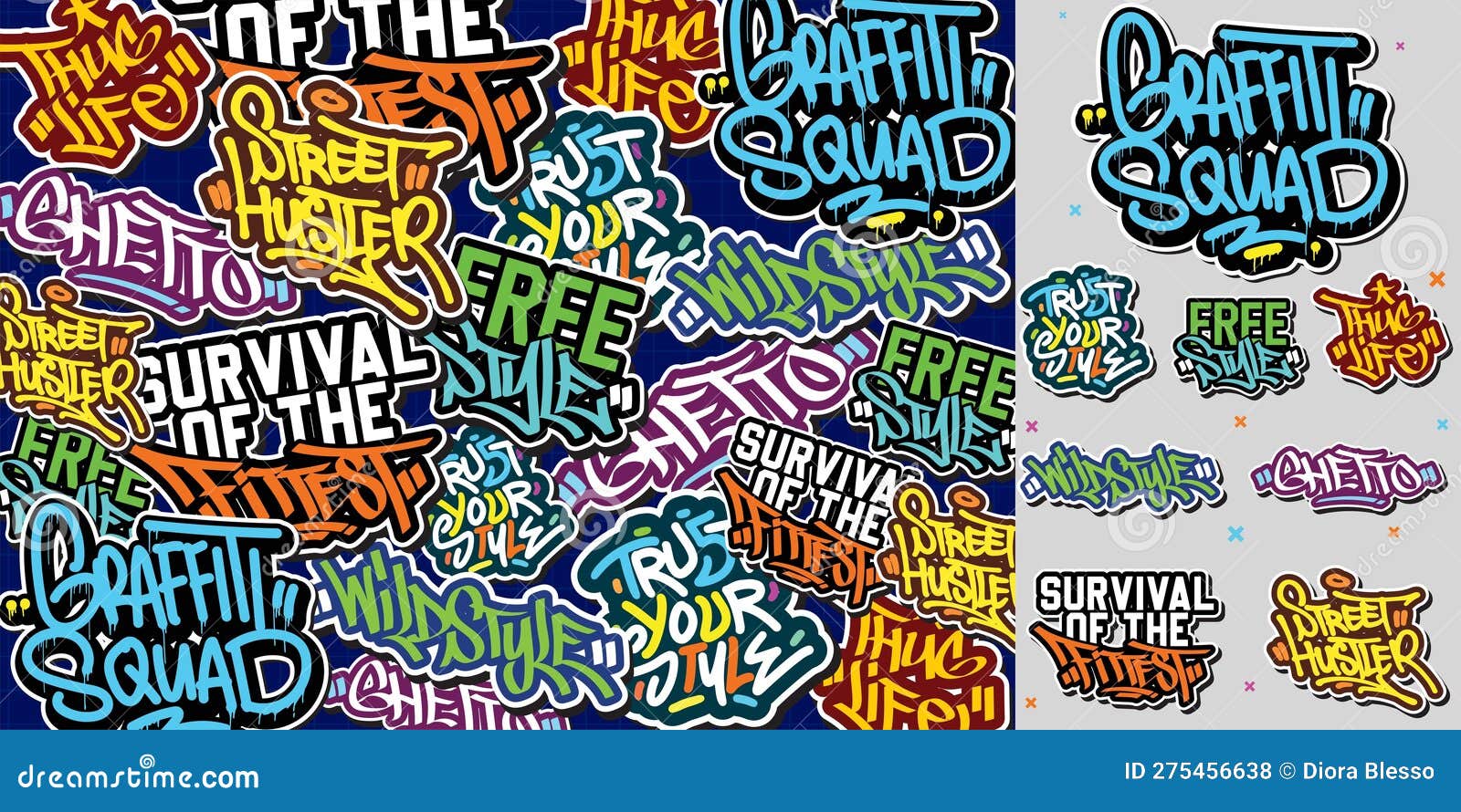 Colorful Graffiti Art Vector Sticker Pack Illustrations Stock Vector ...