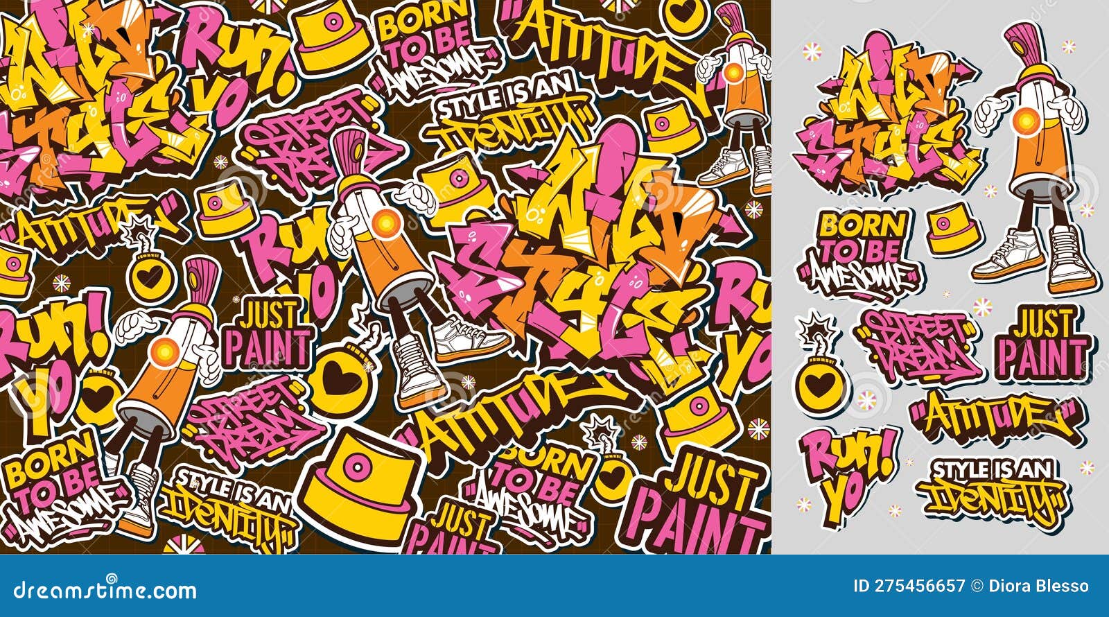 Colorful Graffiti Art Vector Sticker Pack Illustrations Stock Vector ...