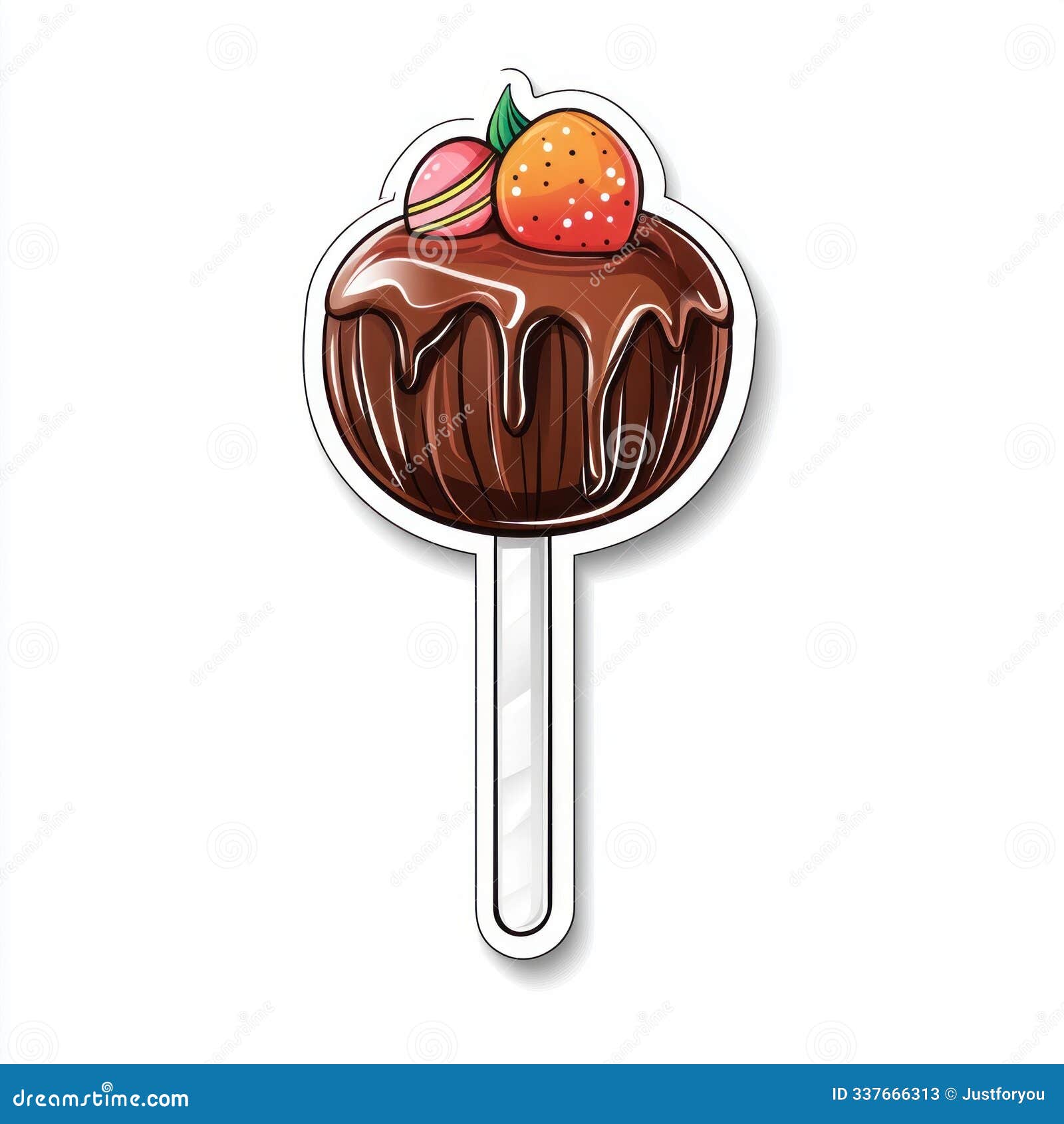 Sticker Design of Chocolate Cake on a Stick Stock Illustration ...