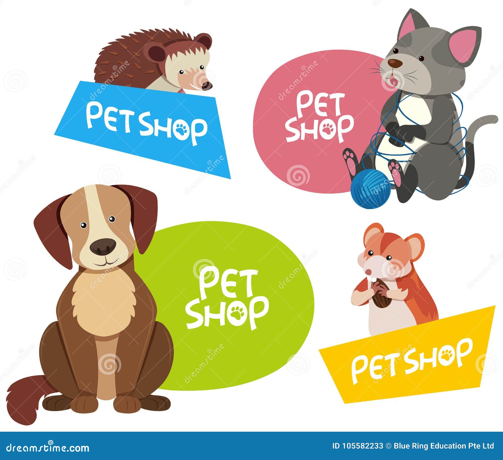 Sticker Design for Different Types of Pets Stock Vector - Illustration ...