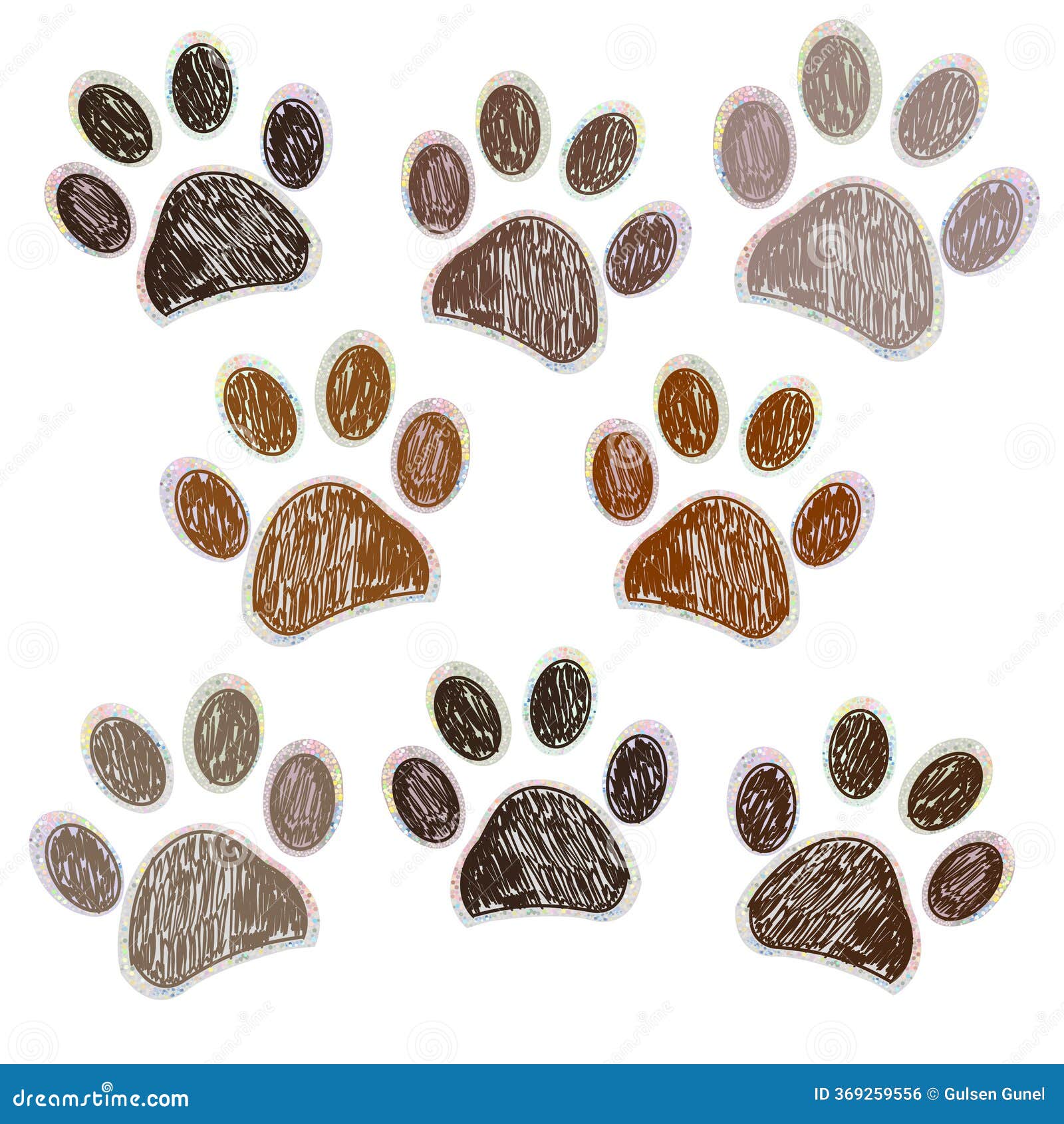 Sticker Design Doodle Paw Prints Vector Illustration | CartoonDealer ...