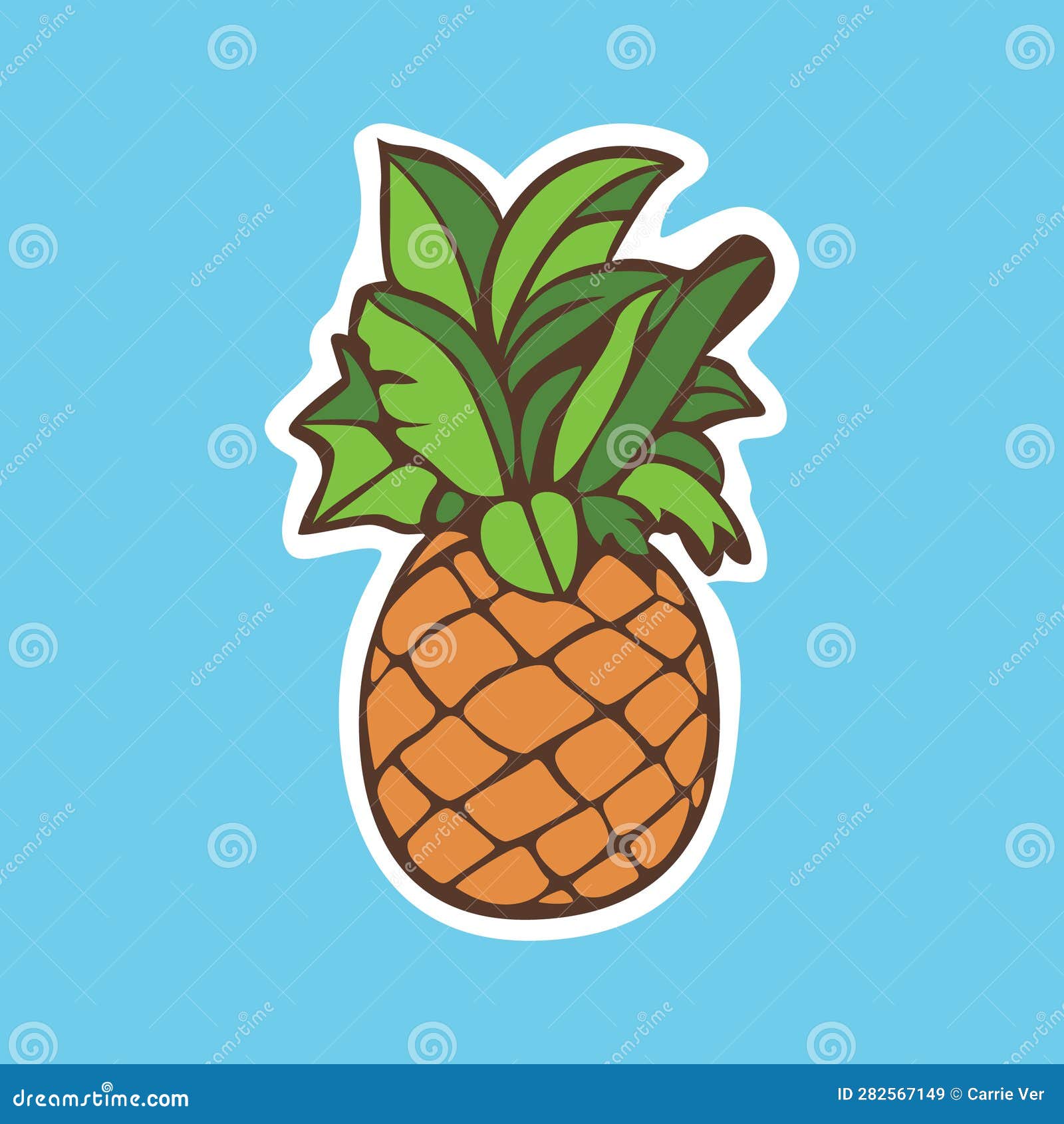 Sticker Design of Pineapple Stock Vector - Illustration of juice ...