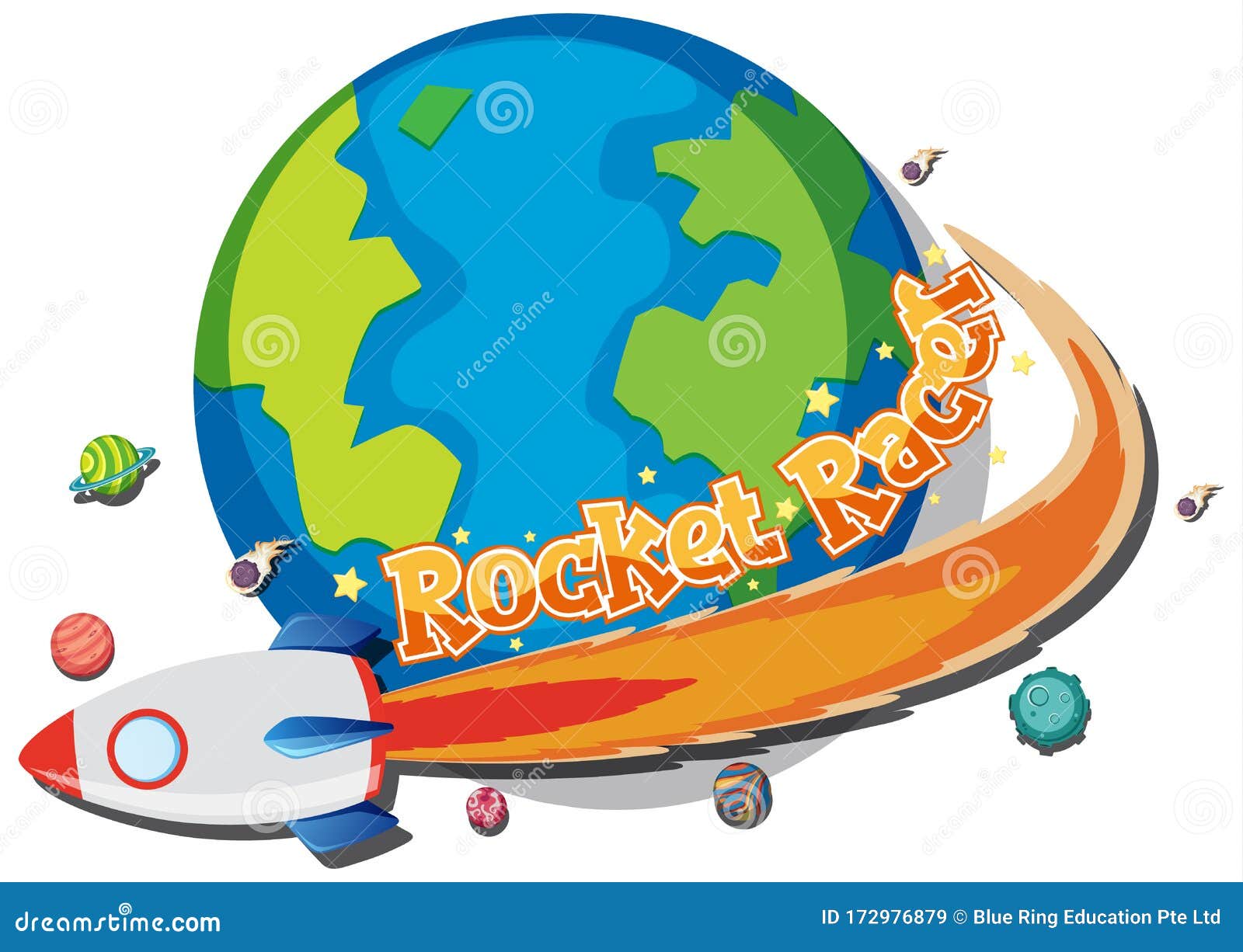 Sticker Design for Rocket Racer with Spaceship Around the Earth Stock ...