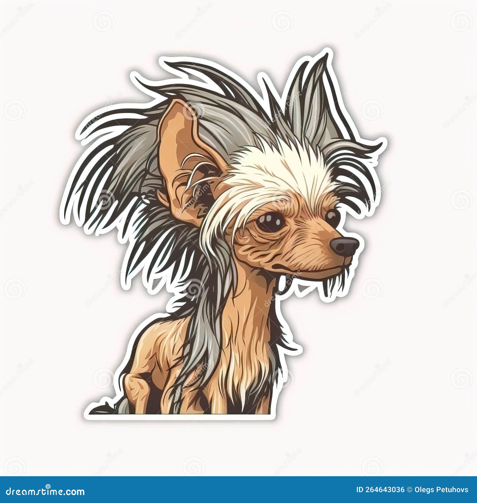 A Sticker of a Dog with Long Hair and a Mohawk on it S Head Stock ...