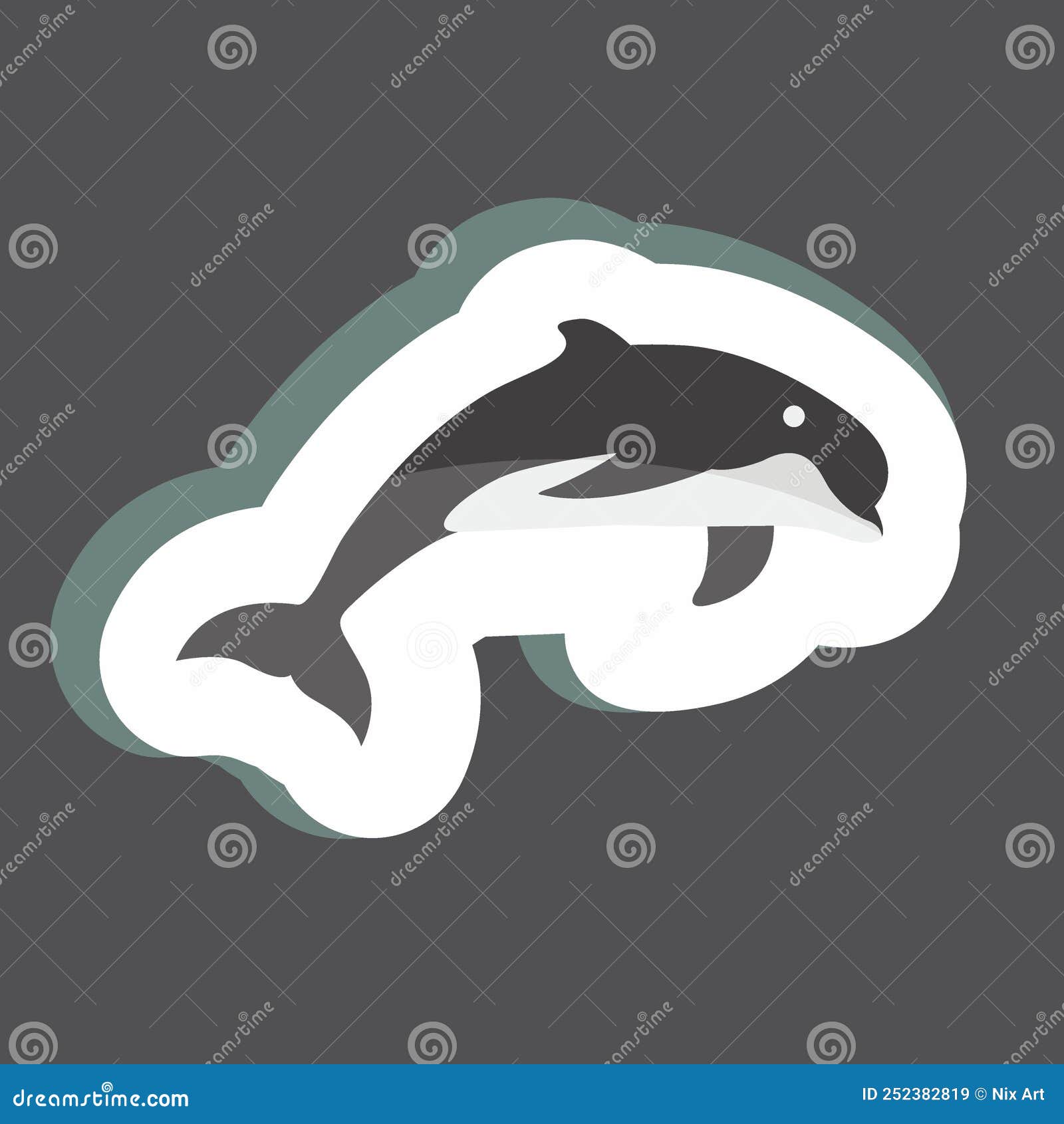 Sticker Dolphin. Suitable for Animal Symbol. Simple Design Editable ...
