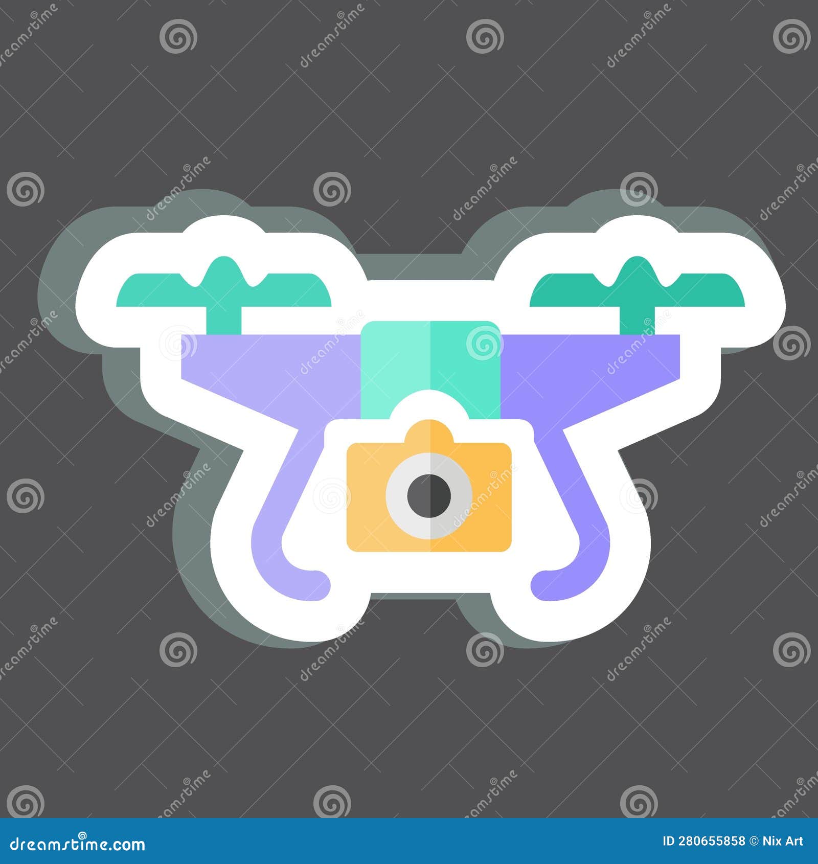 Sticker Drone with Camera. Related To Drone Symbol. Simple Design ...