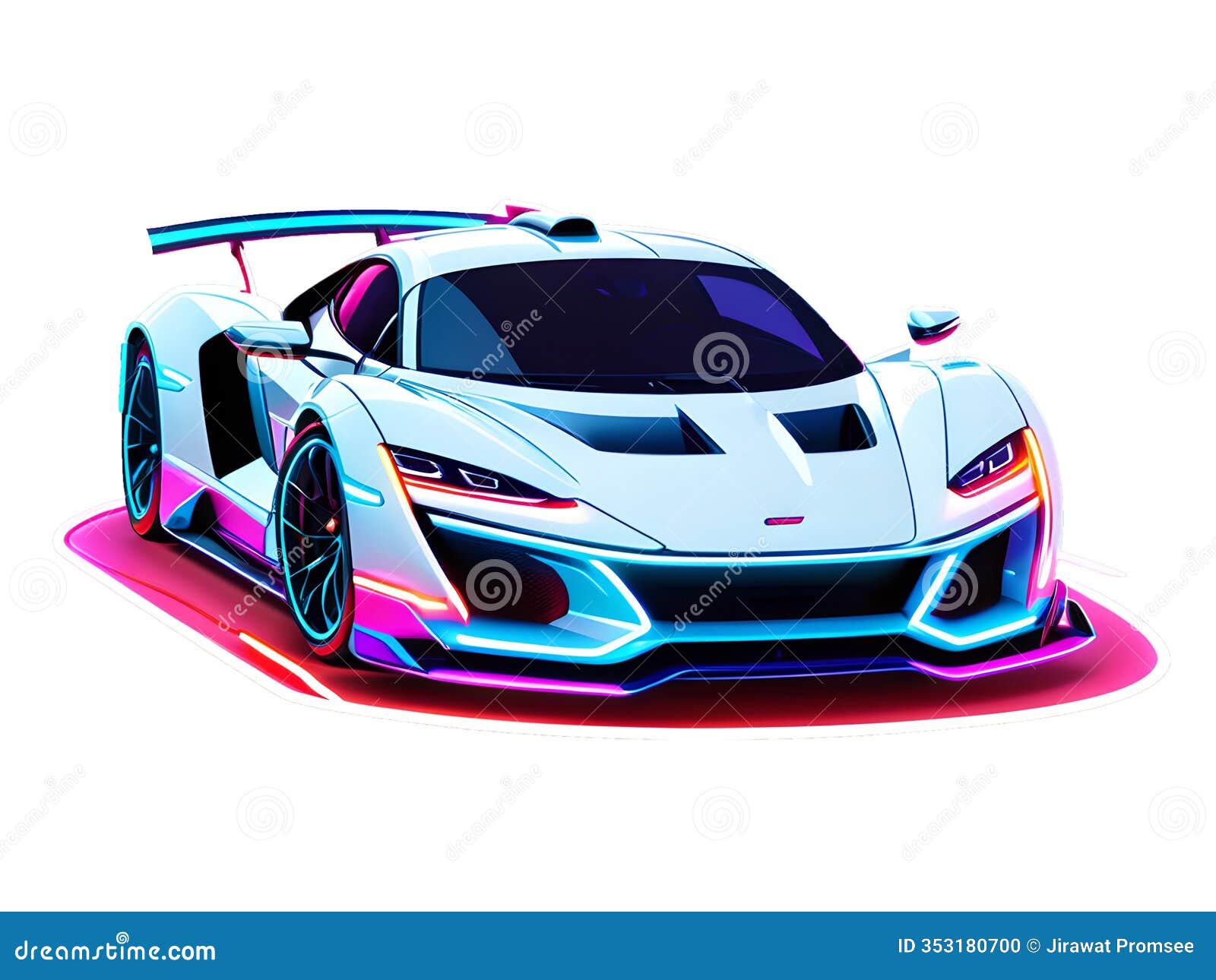 Sticker: Electric Hypercar with Neon Light Strips Stock Illustration ...
