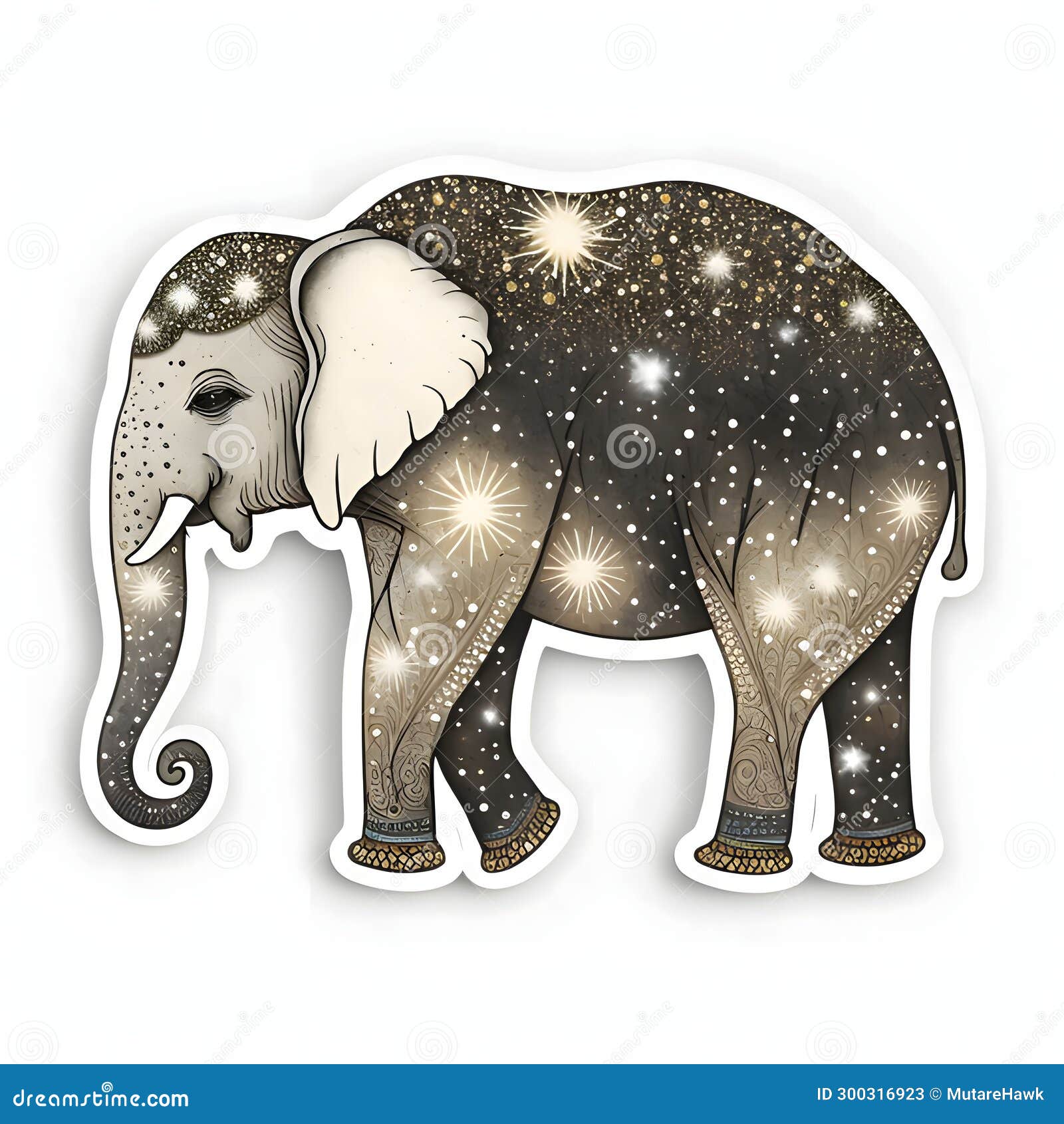 Sticker Elephant. the Christmas Star As a Symbol of the Birth of the ...