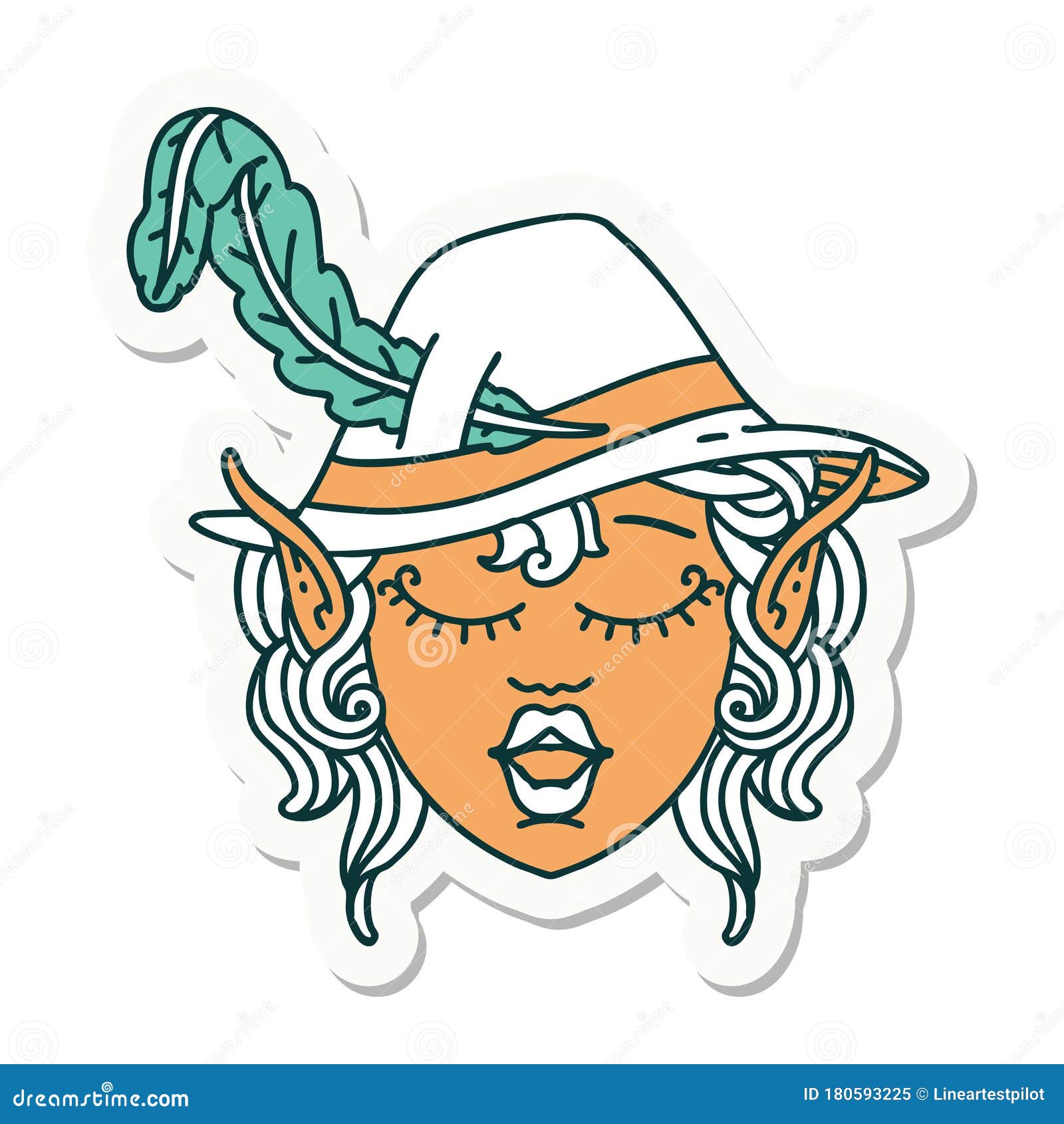 Elf Bard Character Face Sticker Stock Vector - Illustration of bard ...