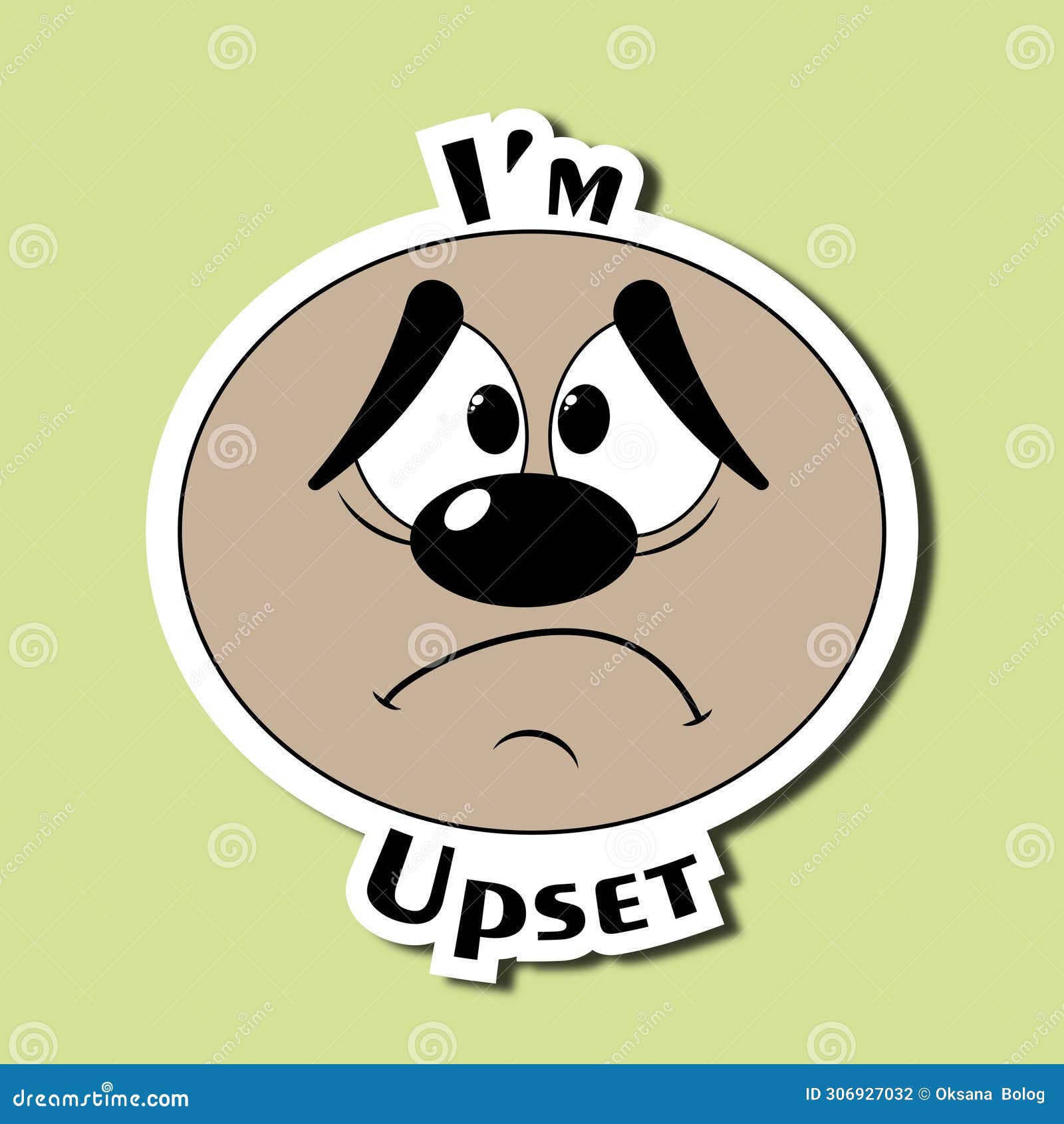 Funny Face Sticker. Emoticon with a Sad Face. Expression of ...