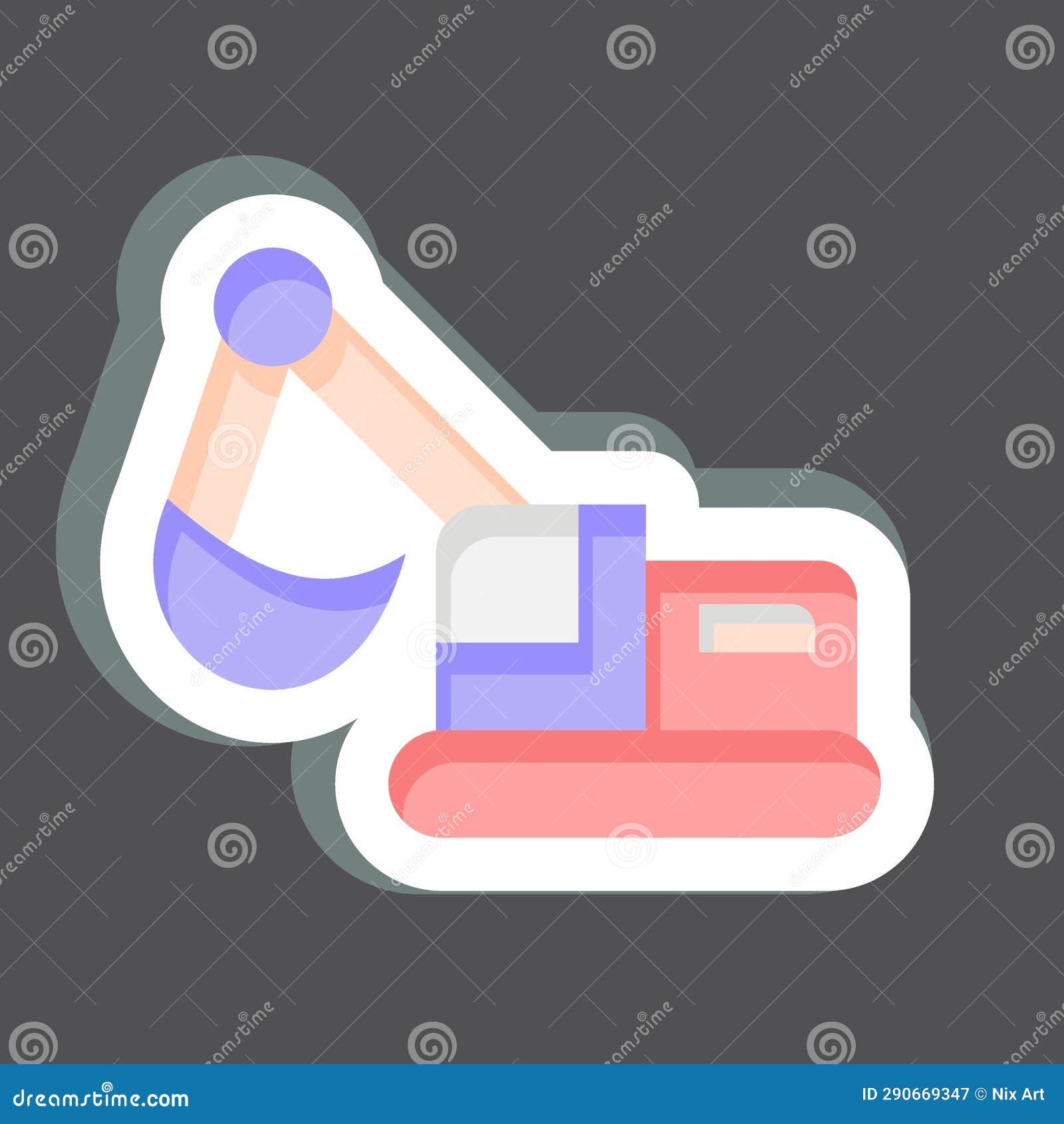 Sticker Excavator. Related To Mining Symbol. Simple Design Editable ...
