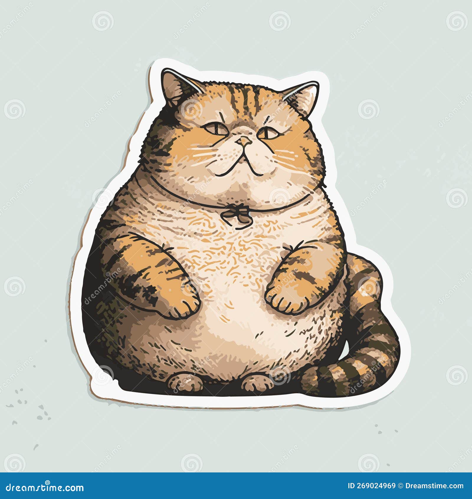Sticker of a Fat Red Tabby Cat Stock Illustration - Illustration of ...