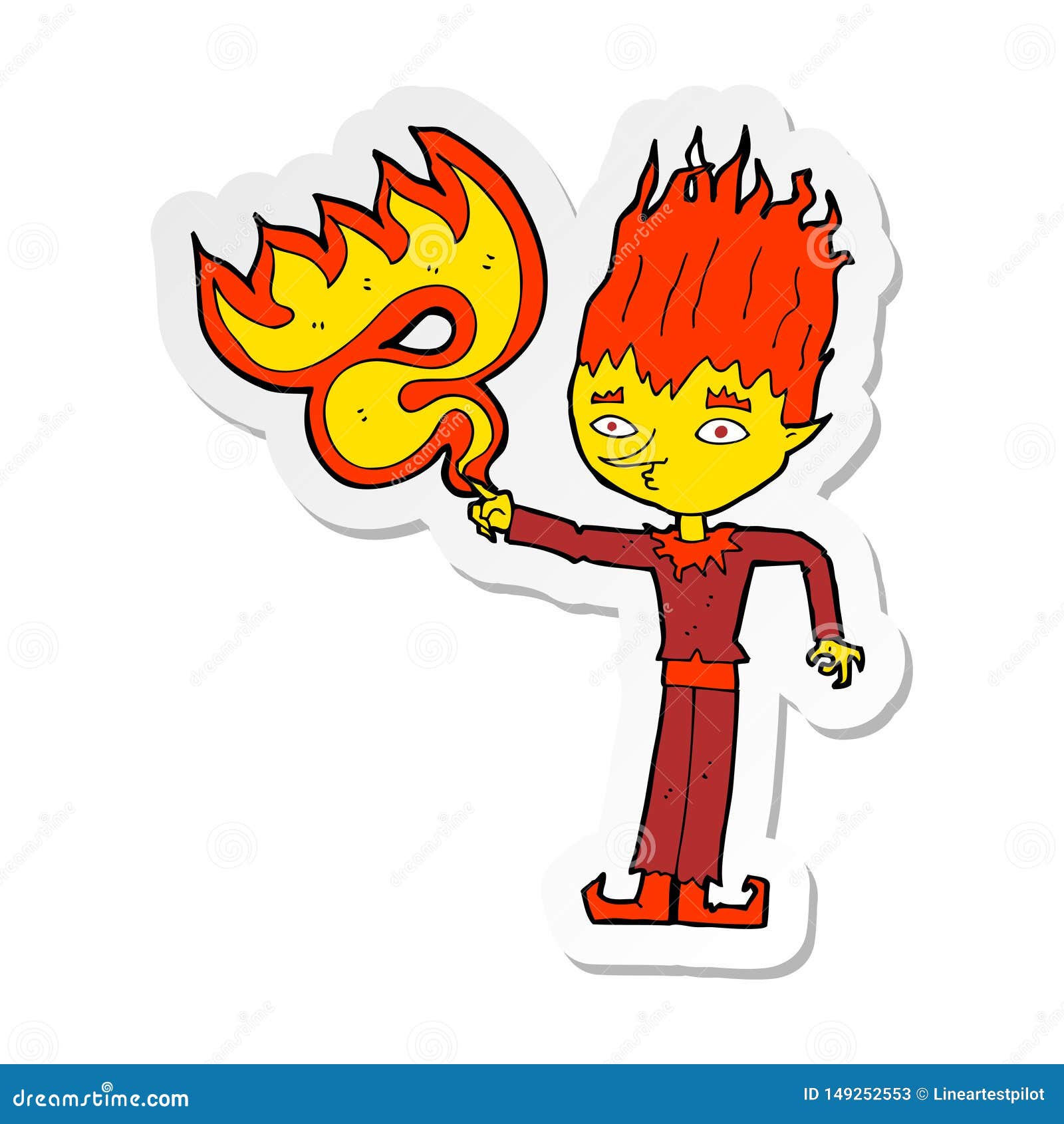 Sticker of a Fire Spirit Cartoon Stock Vector - Illustration of fire ...