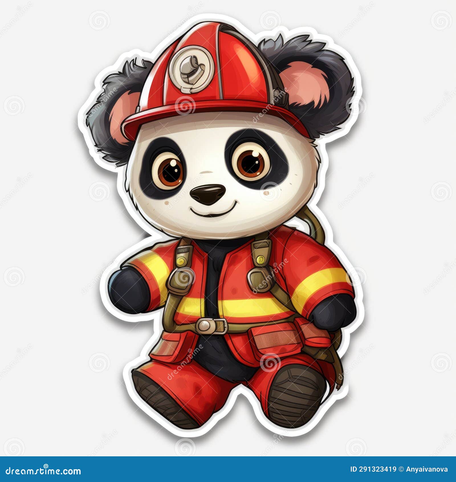 A Sticker of a Fireman Panda Bear. Stock Image - Image of characters ...