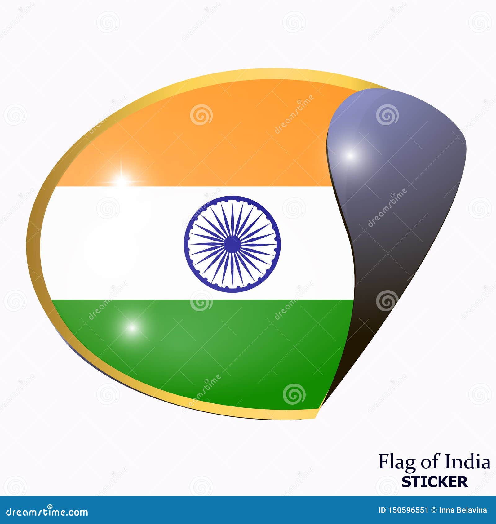 Sticker with Flag of India. Illustration. Stock Illustration ...