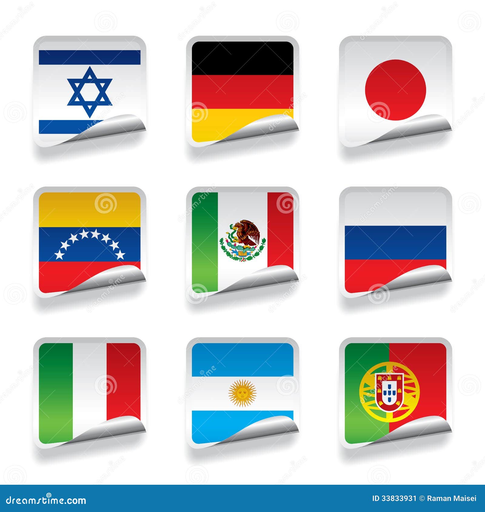 Sticker Flags Cartoon Vector | CartoonDealer.com #33833895