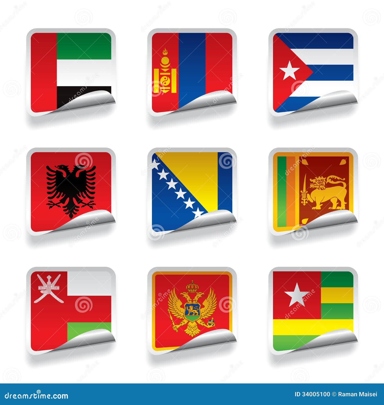 Sticker Flags Cartoon Vector | CartoonDealer.com #33833895