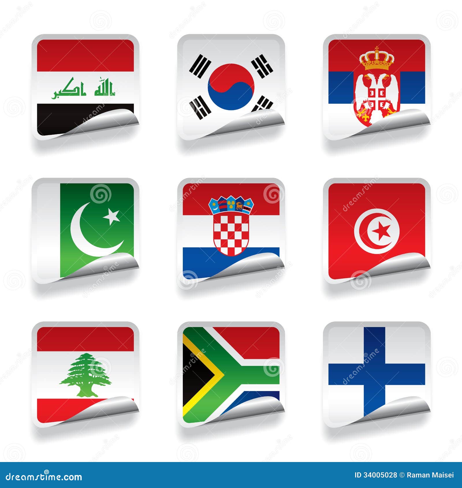 Sticker Flags Cartoon Vector | CartoonDealer.com #33833895