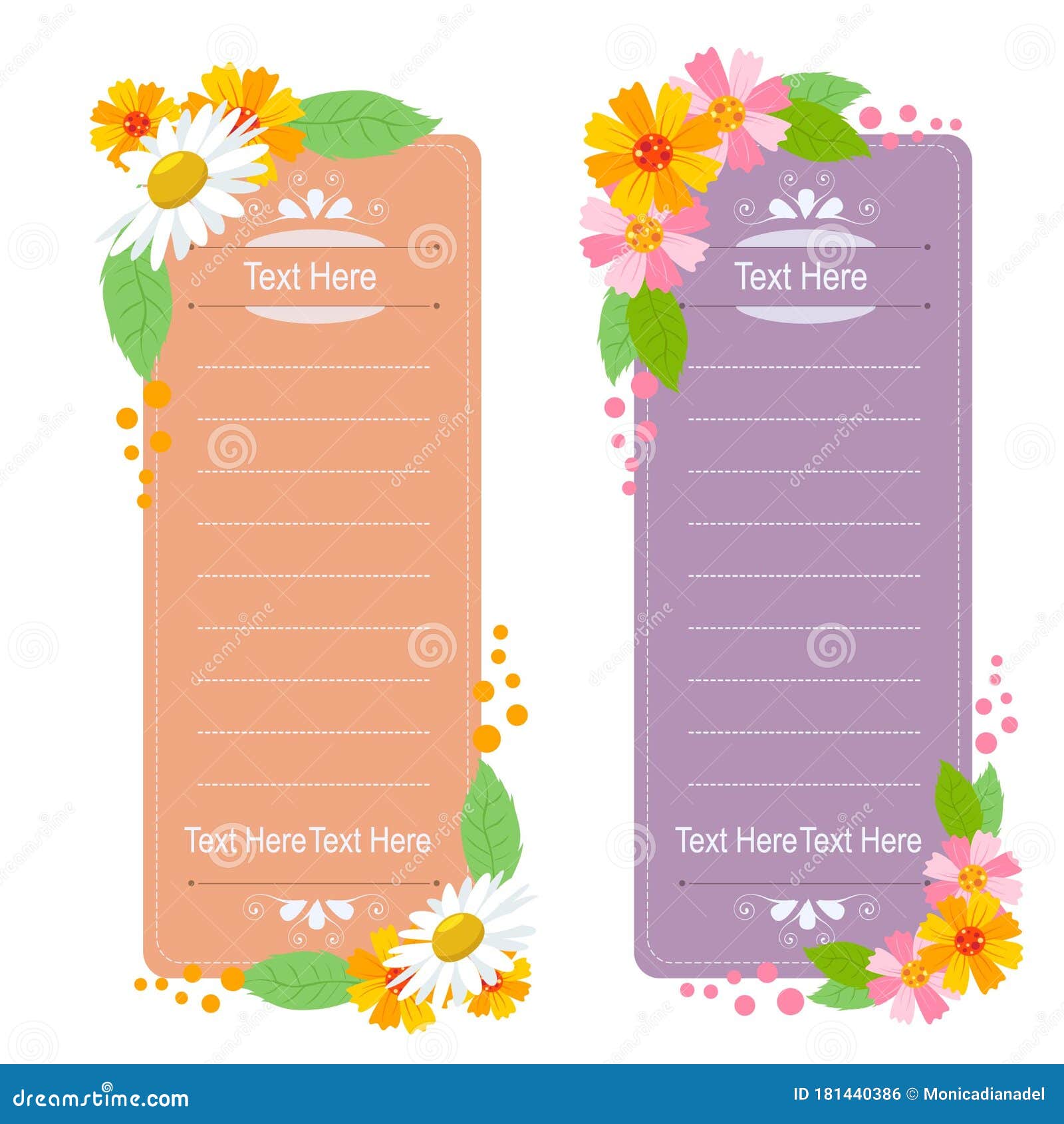 Sticker with Flat Flower Design Note Stock Vector - Illustration of ...