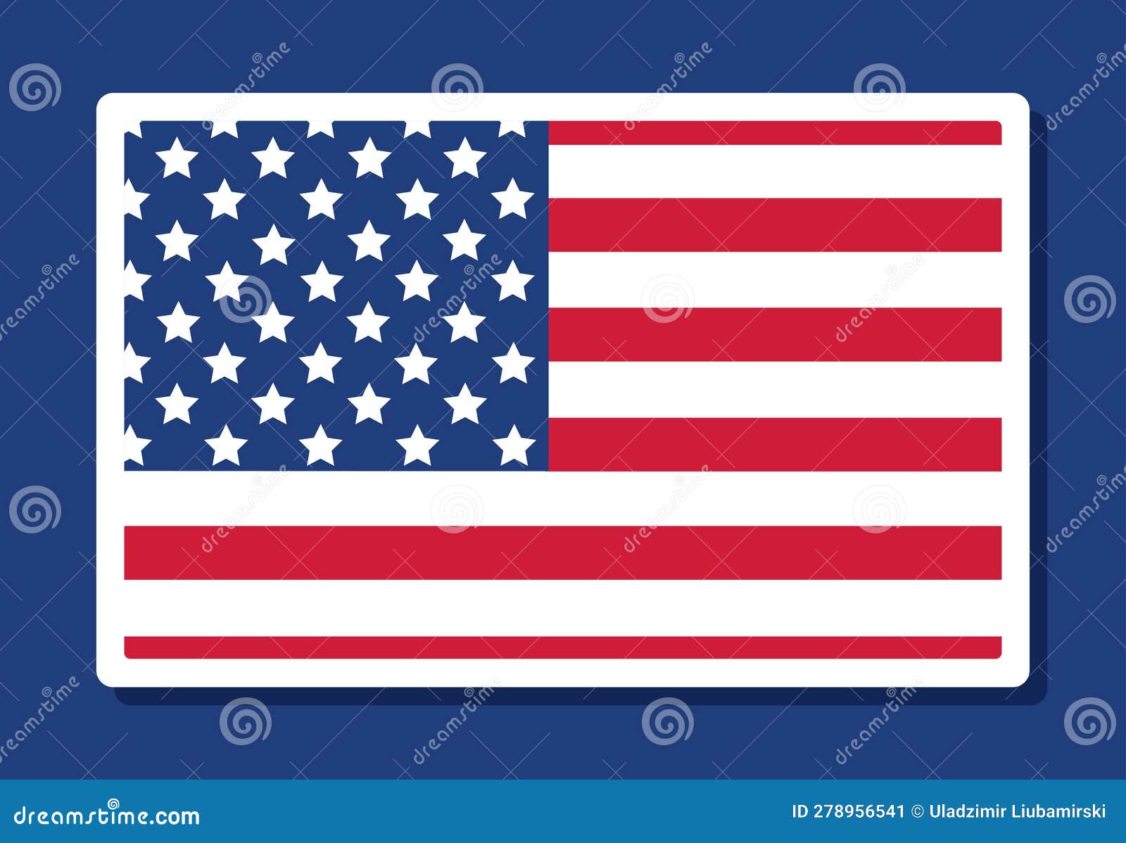 Sticker in the Form of the Flag of America on a Blue Background. Vector ...