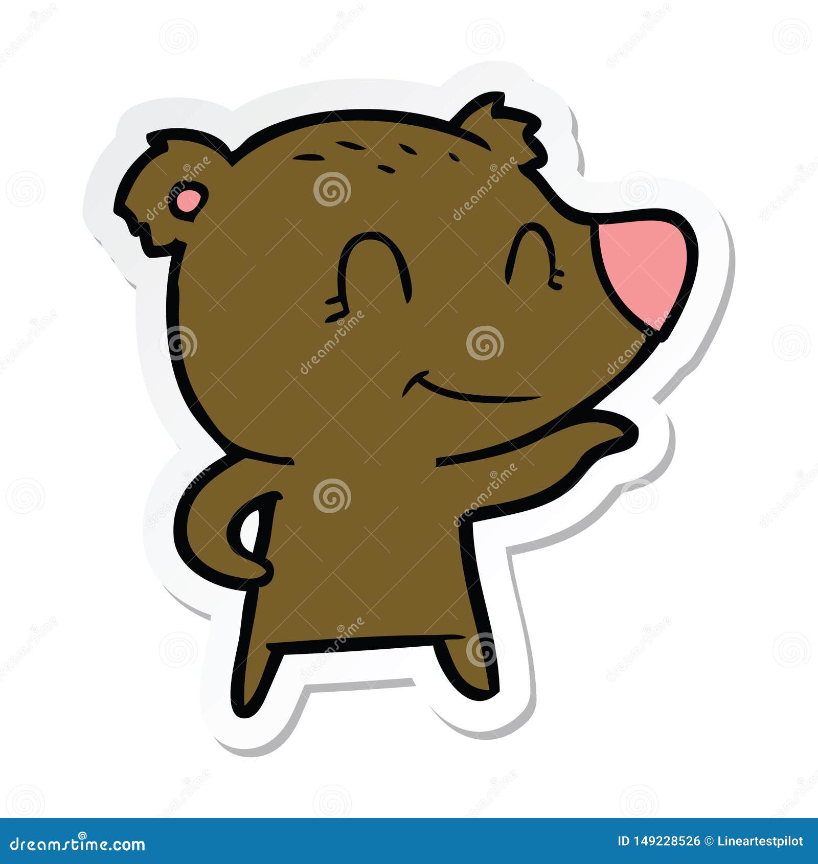 Sticker of a Friendly Bear Cartoon Stock Vector - Illustration of icon ...