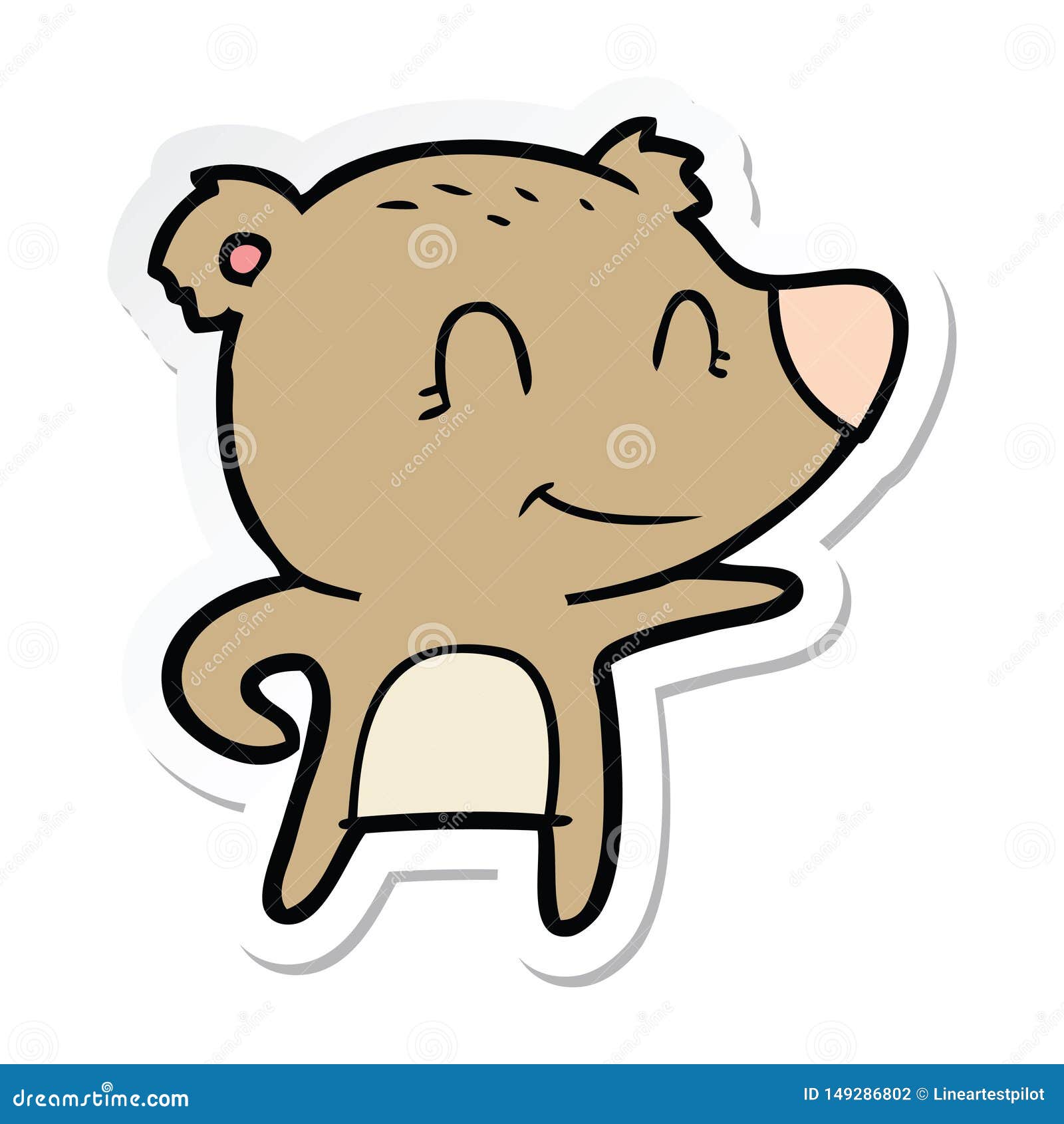 Sticker of a Friendly Bear Cartoon Stock Vector - Illustration of ...